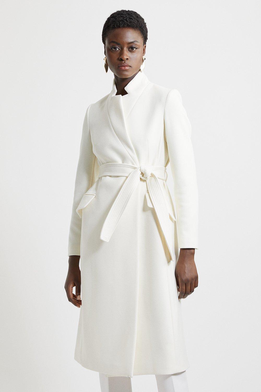 KAREN MILLEN Investment Notch Neck Coat in Ivory | Endource