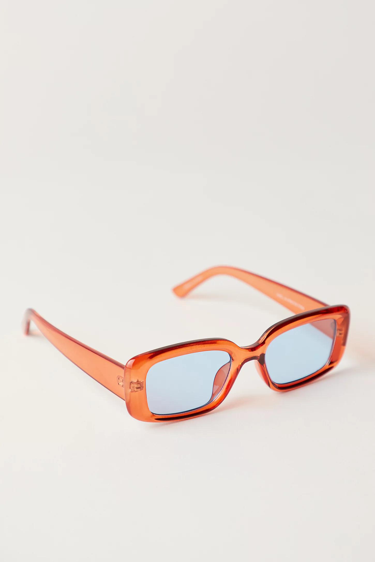 FREE PEOPLE Frankie Square Sunnies in Champagne With Blue Lens | endource