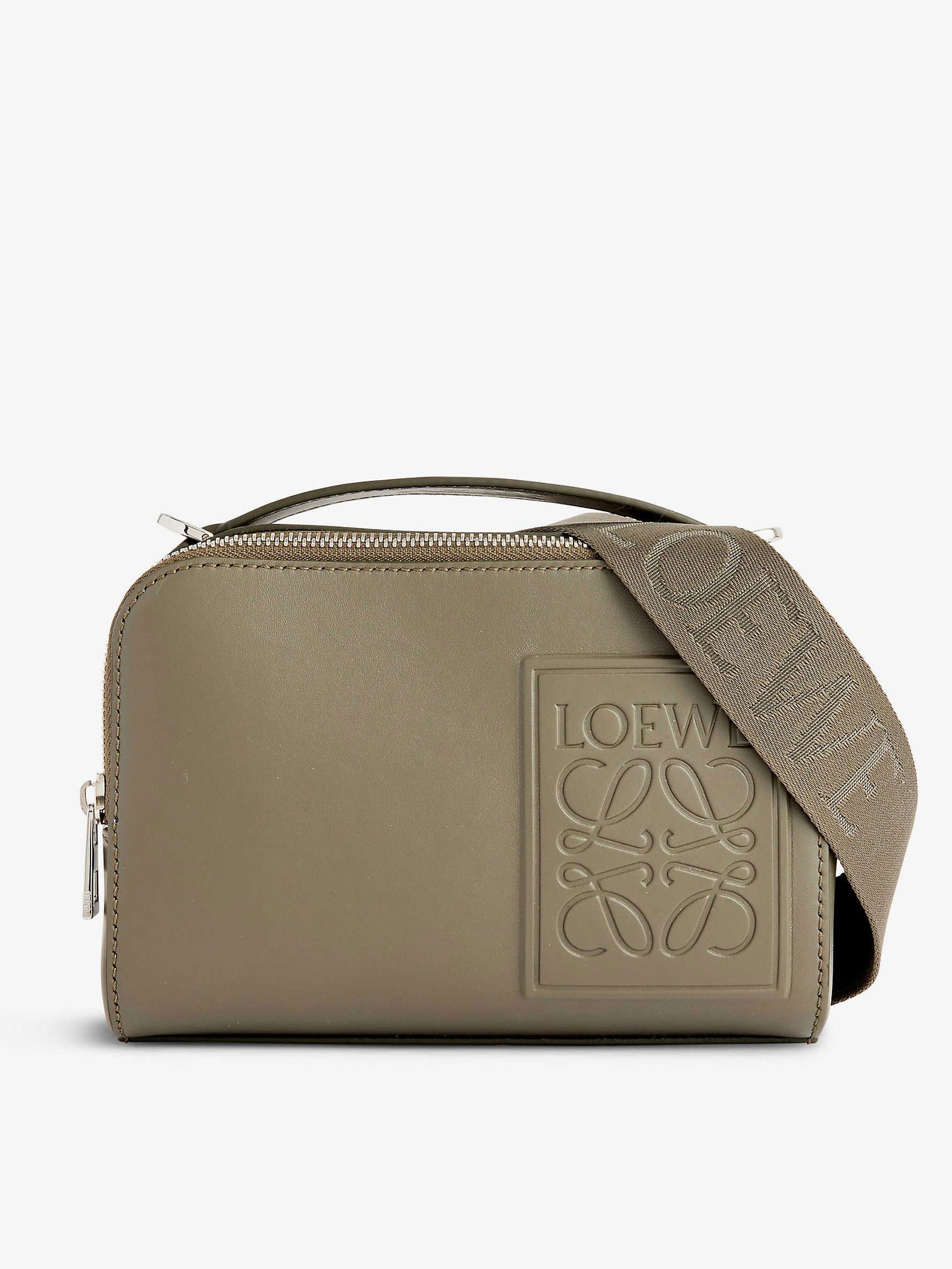 LOEWE Mini Camera Leather Cross-Body Bag in KHAKI GREEN | endource