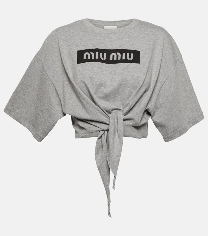 MIU MIU Logo Cotton Crop Top | endource