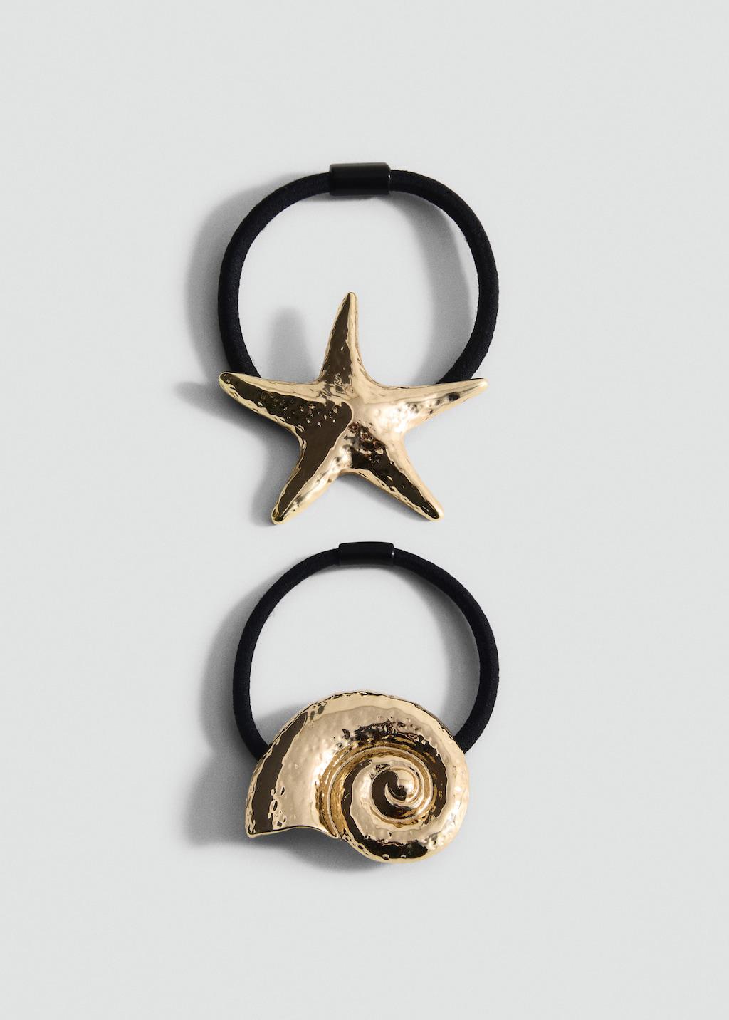 MANGO Set Of Marine-Design Hair Bands in Gold | endource