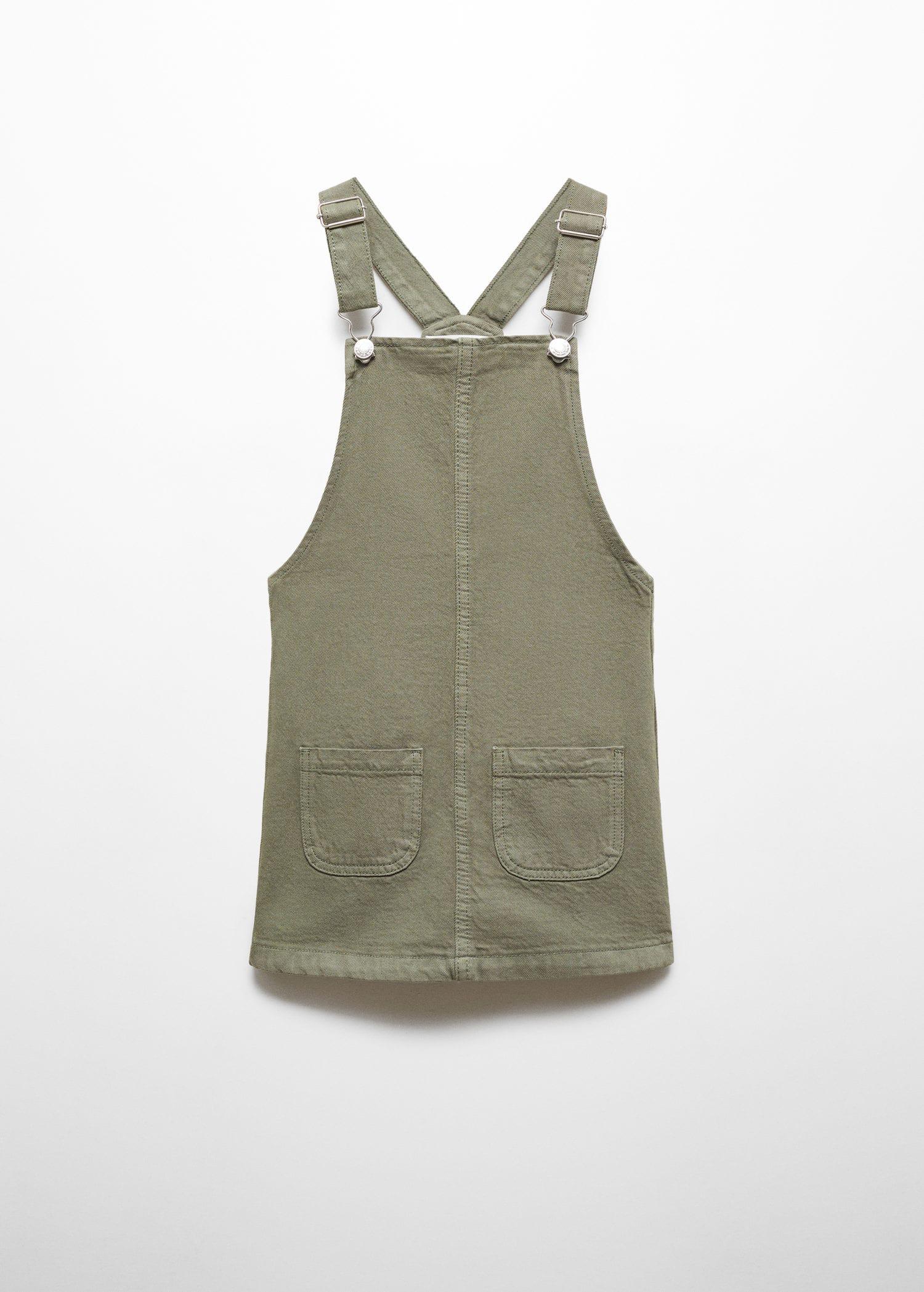 MANGO Short Denim Pinafore in Khaki | Endource