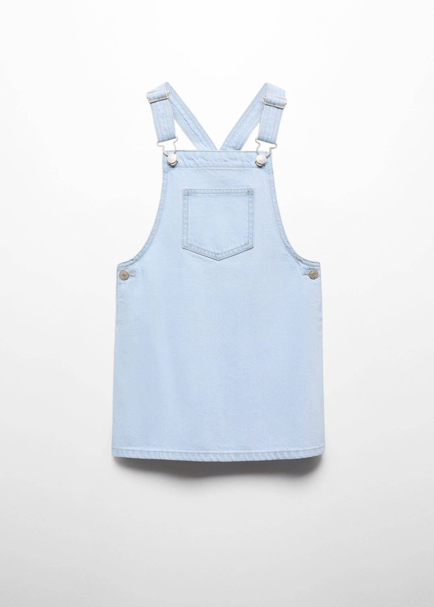 MANGO Short Denim Pinafore in Light Blue | Endource