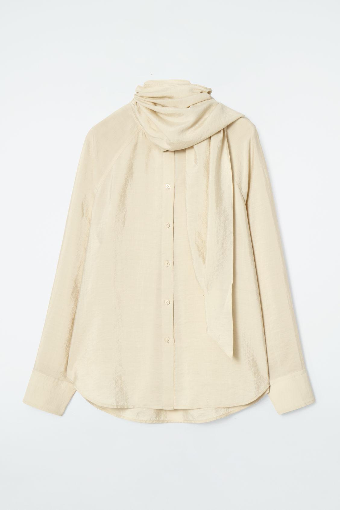 COS Scarf-Detail Silk Blouse in BEIGE | endource