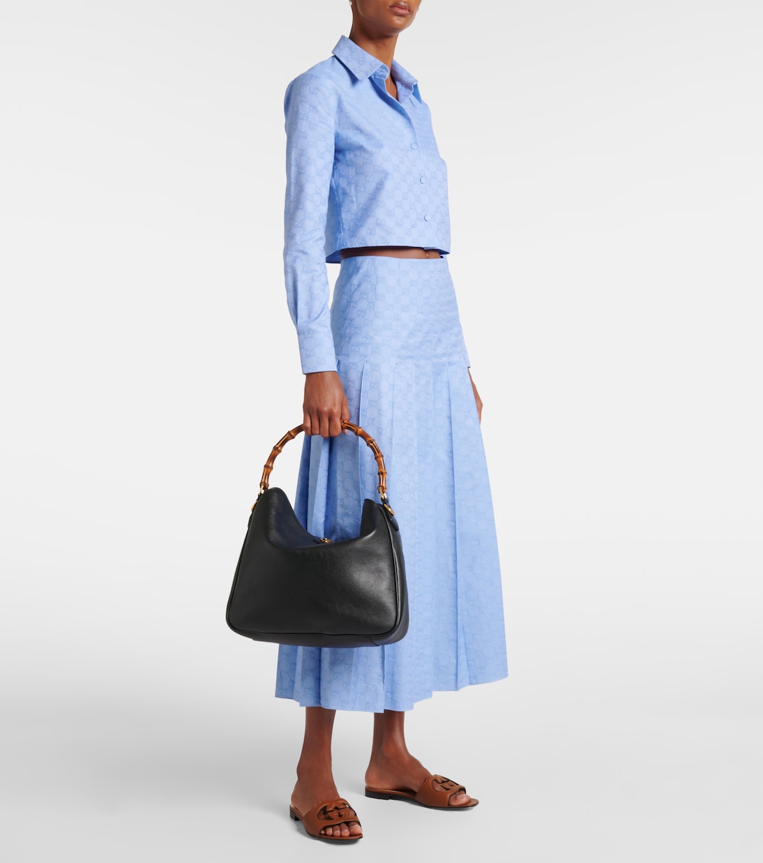 GUCCI Interlocking G Cutout Leather Sandals | endource