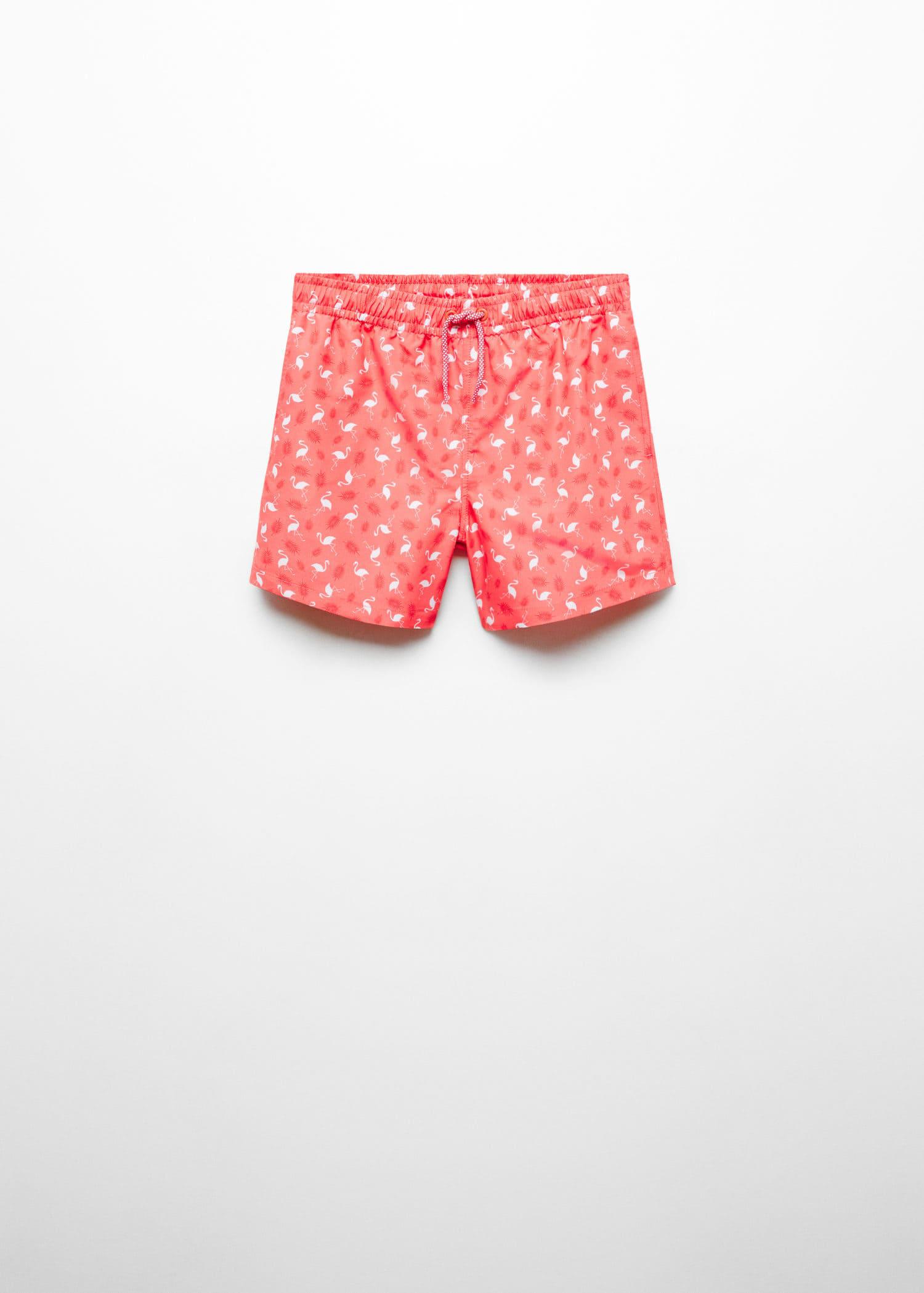 MANGO Flamingo Print Swimsuit in Coral Red | endource