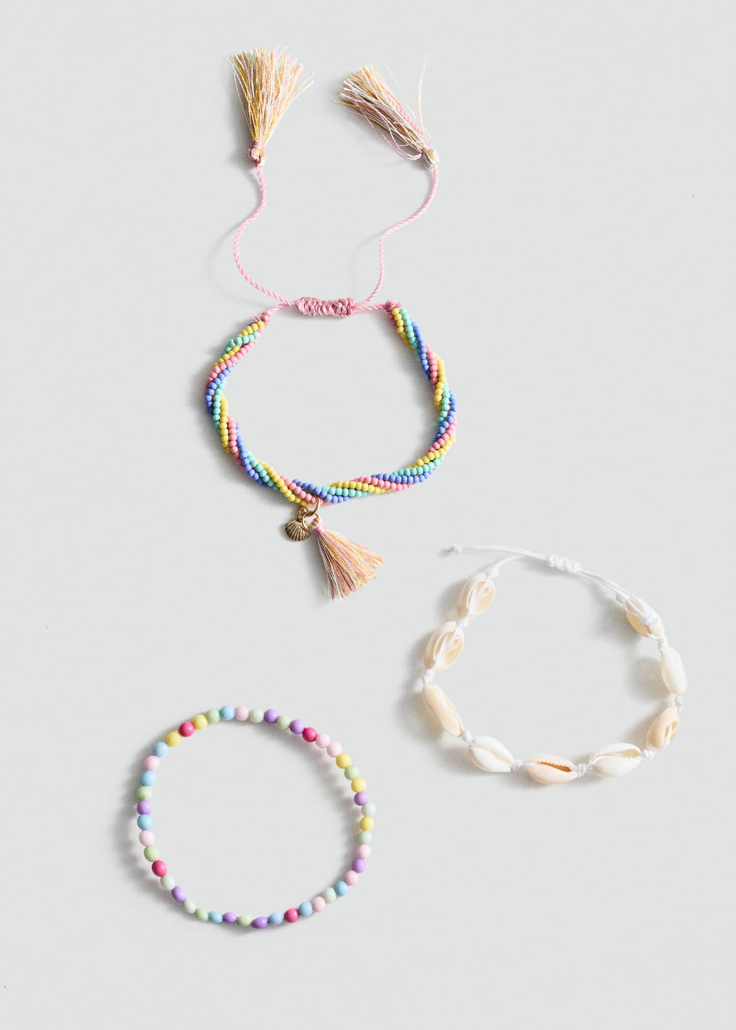 MANGO Pack Of 3 Bracelets in Pale Pink | Endource