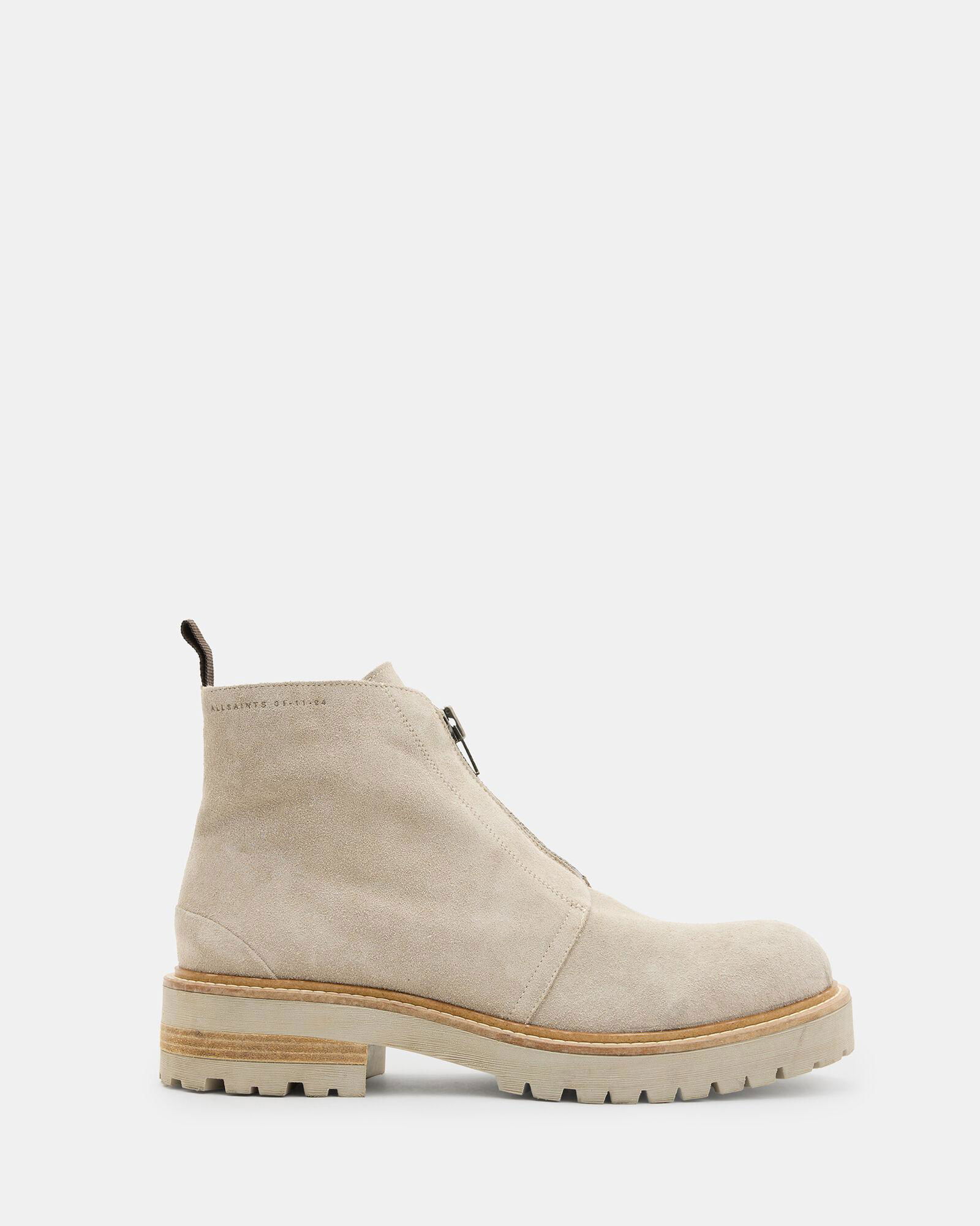ALLSAINTS Master Suede Zip Up Boots in Sand | endource