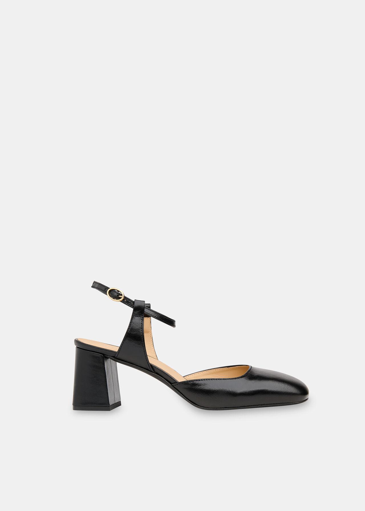 WHISTLES Matilda Block Heel Shoe in Black | endource