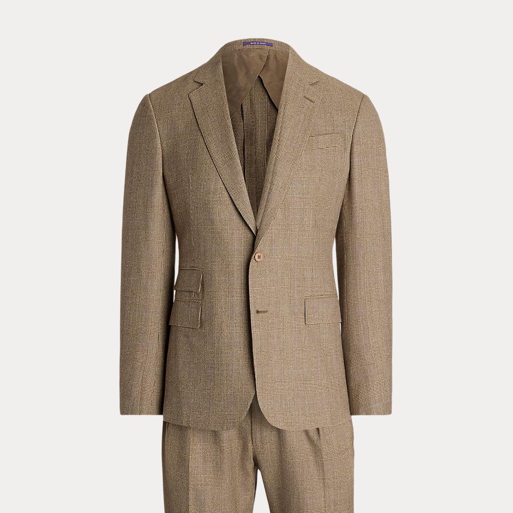 RALPH LAUREN PURPLE LABEL Kent Hand-Tailored Glen Plaid Suit in Brown ...