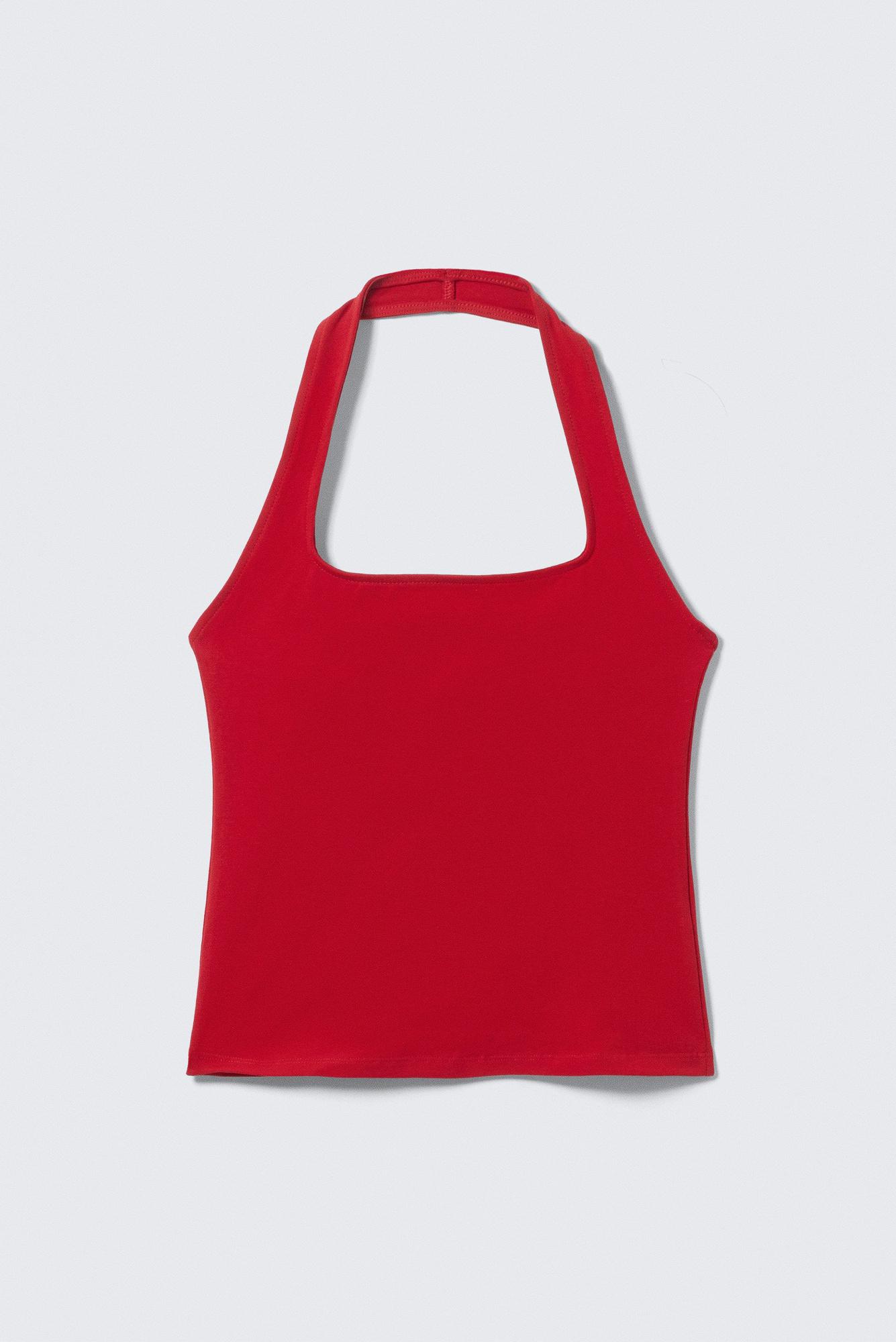 WEEKDAY Square Neck Halter Top in Red | endource