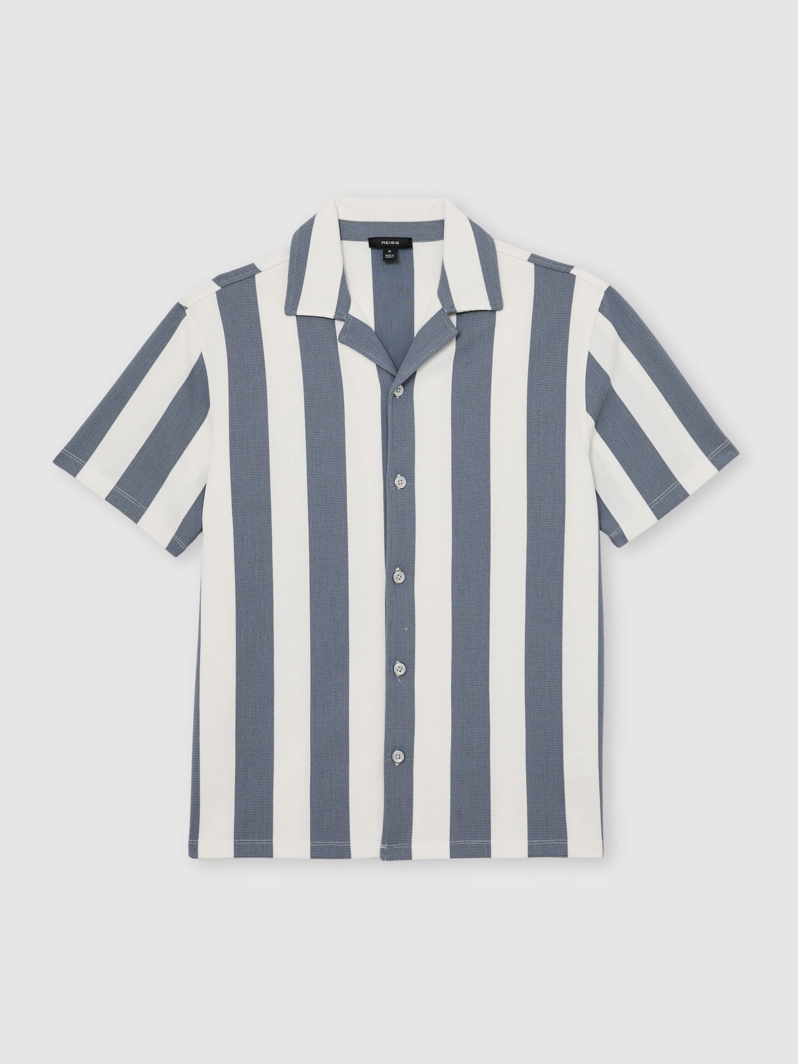 REISS Block-Stripe Cuban-Collar Shirt | endource