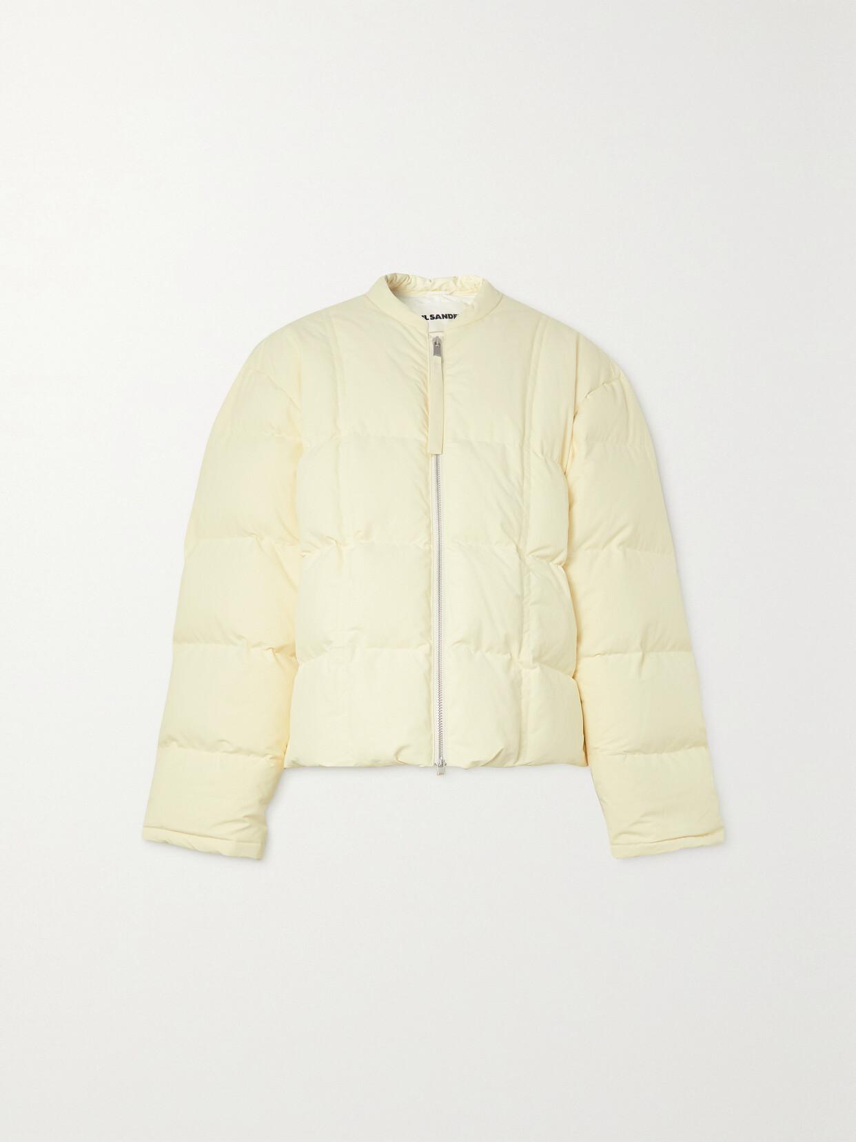 JIL SANDER Cropped Quilted Shell Down Jacket in Neutrals | endource