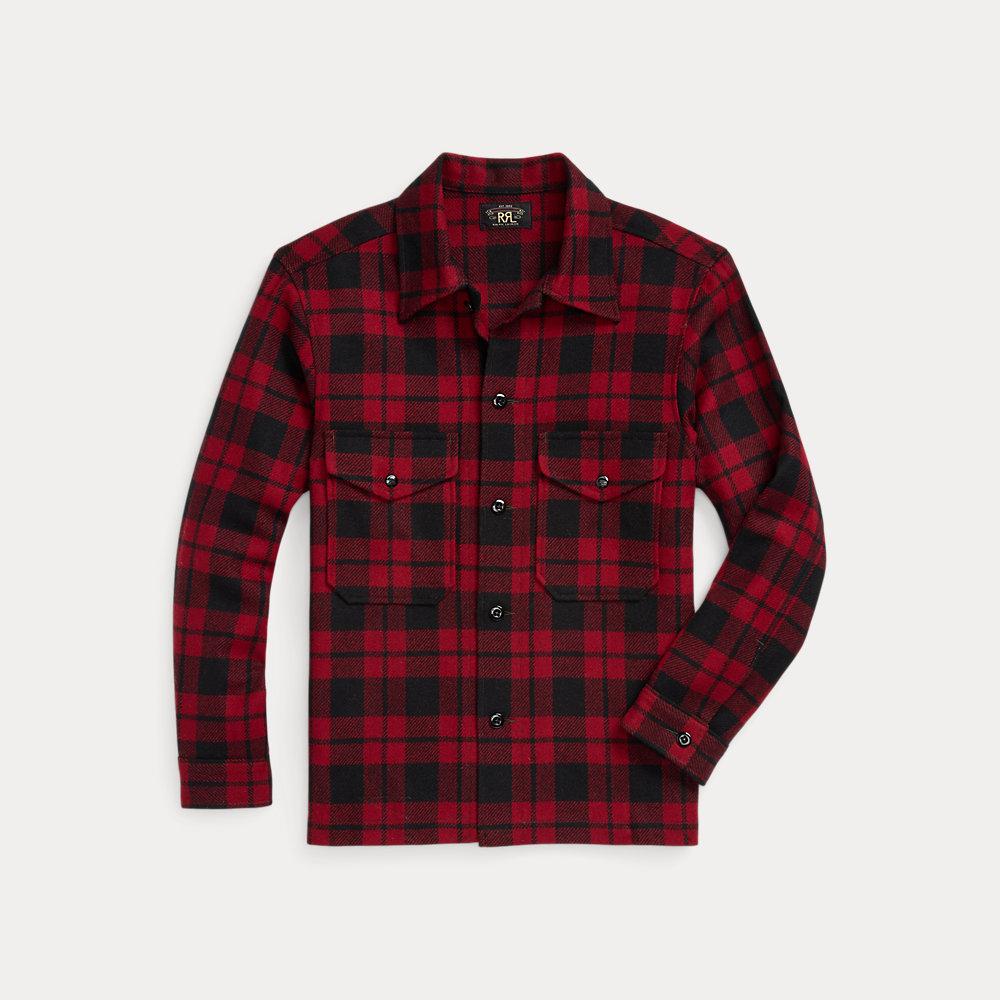 RALPH LAUREN RRL Plaid Wool Twill Overshirt in Red | endource