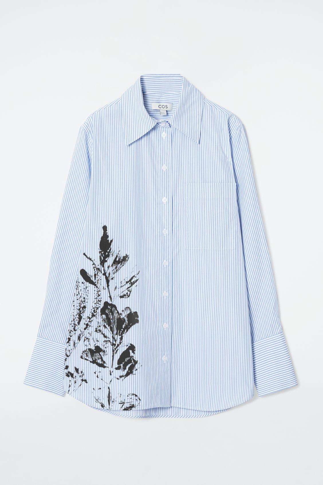 COS Floral-Print Striped Shirt in BLUE / FLORAL | Endource