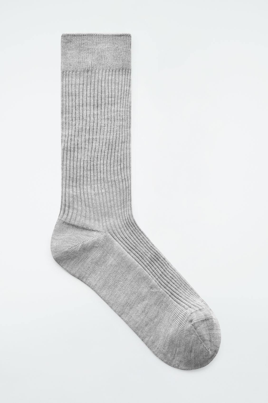 COS Ribbed Silk Socks in GREY | endource
