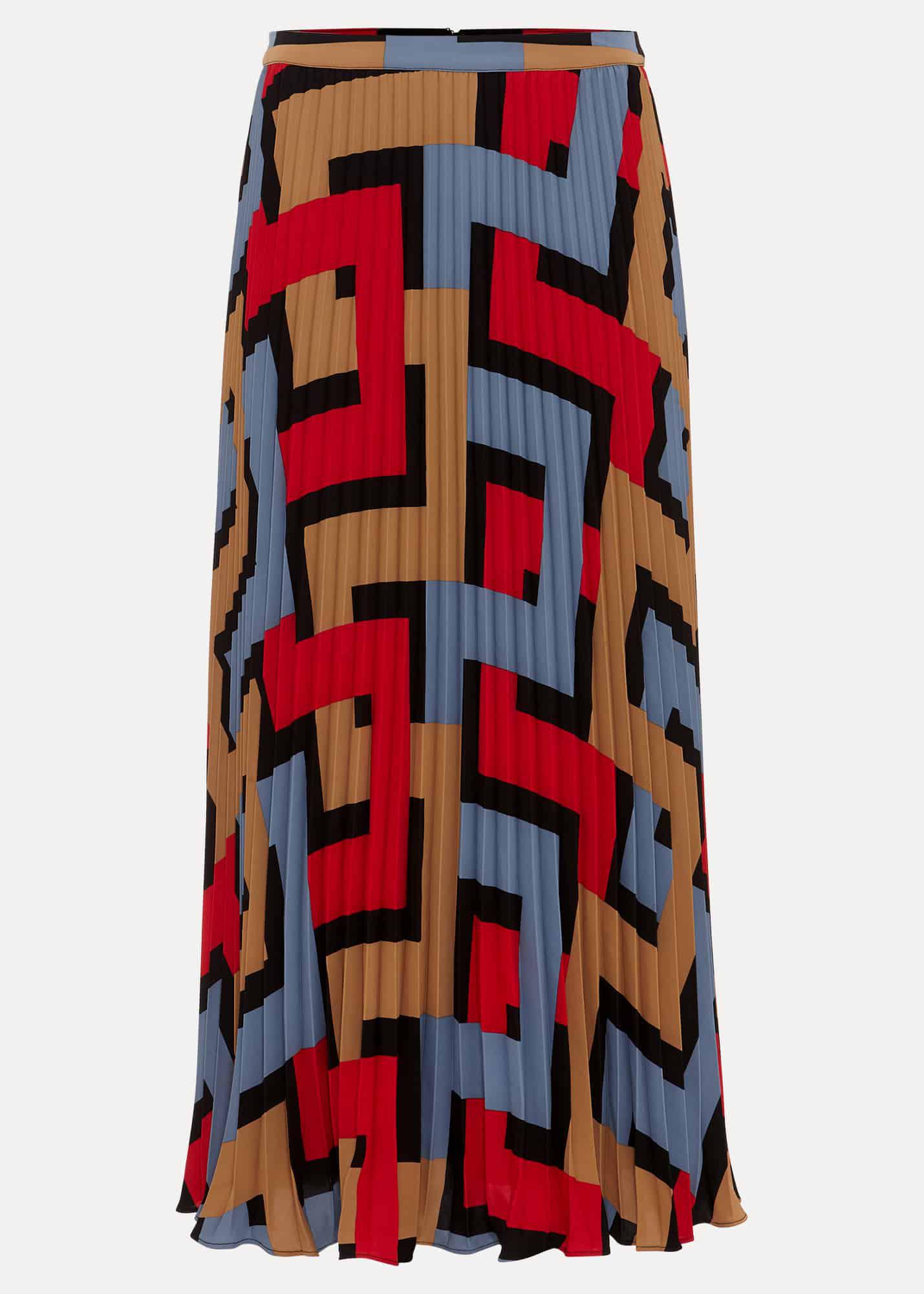 PHASE EIGHT Petite Elmina Geo Pleated Midi Skirt in Black | endource