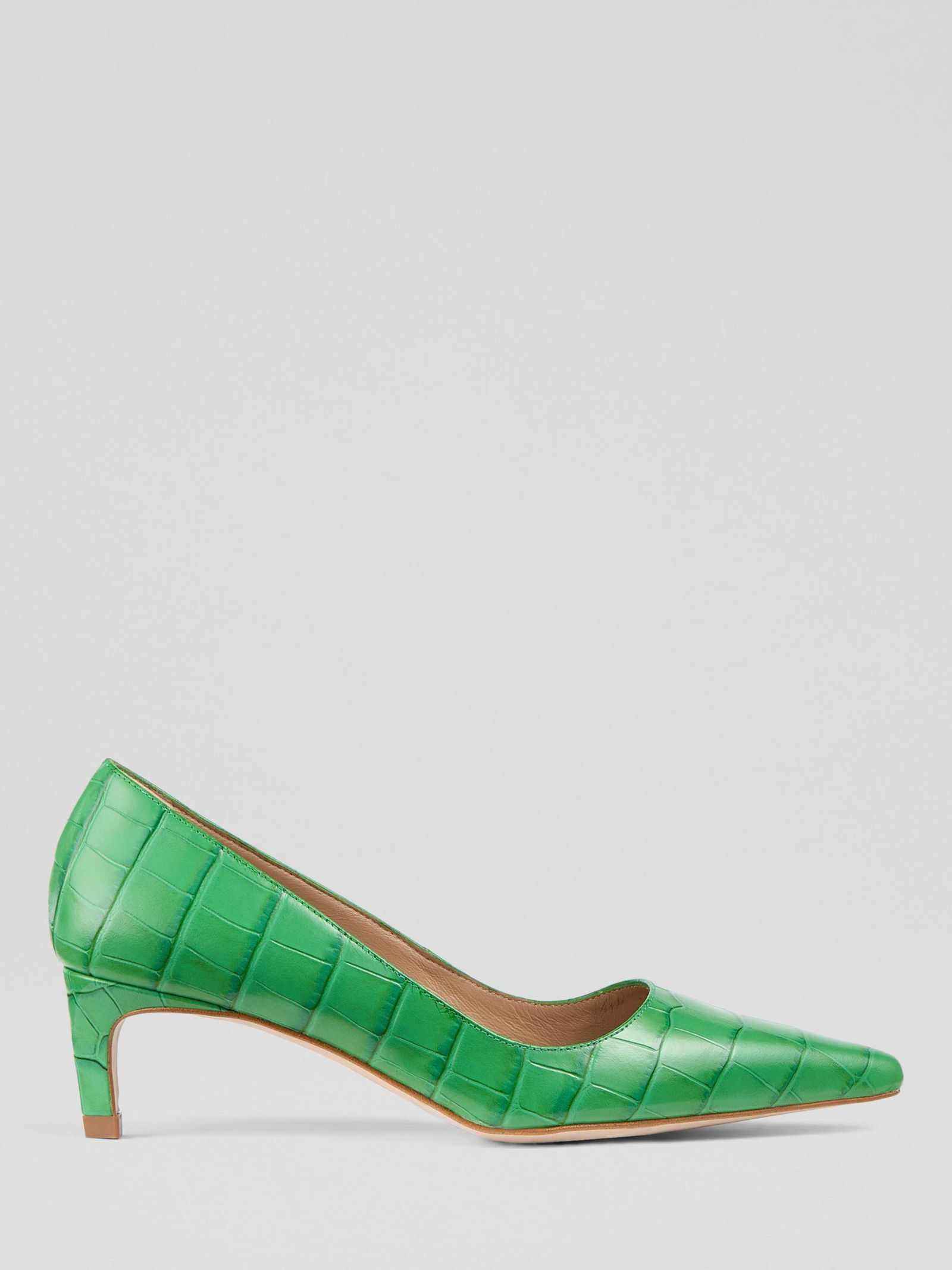 L.K. BENNETT Ava Croc Effect Leather Court Shoes in Green | endource