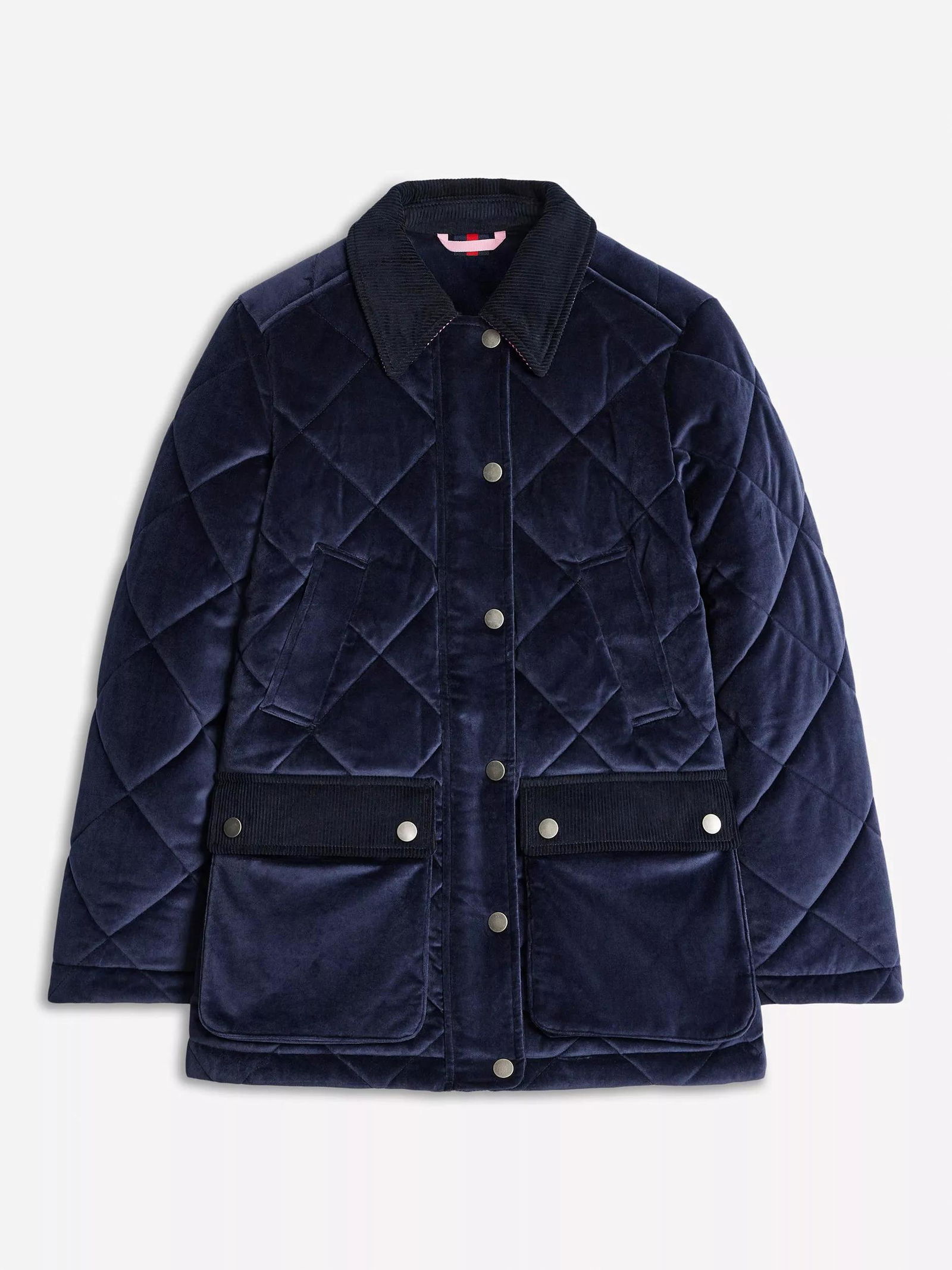 BODEN Quilted Velvet Jacket in Navy | endource