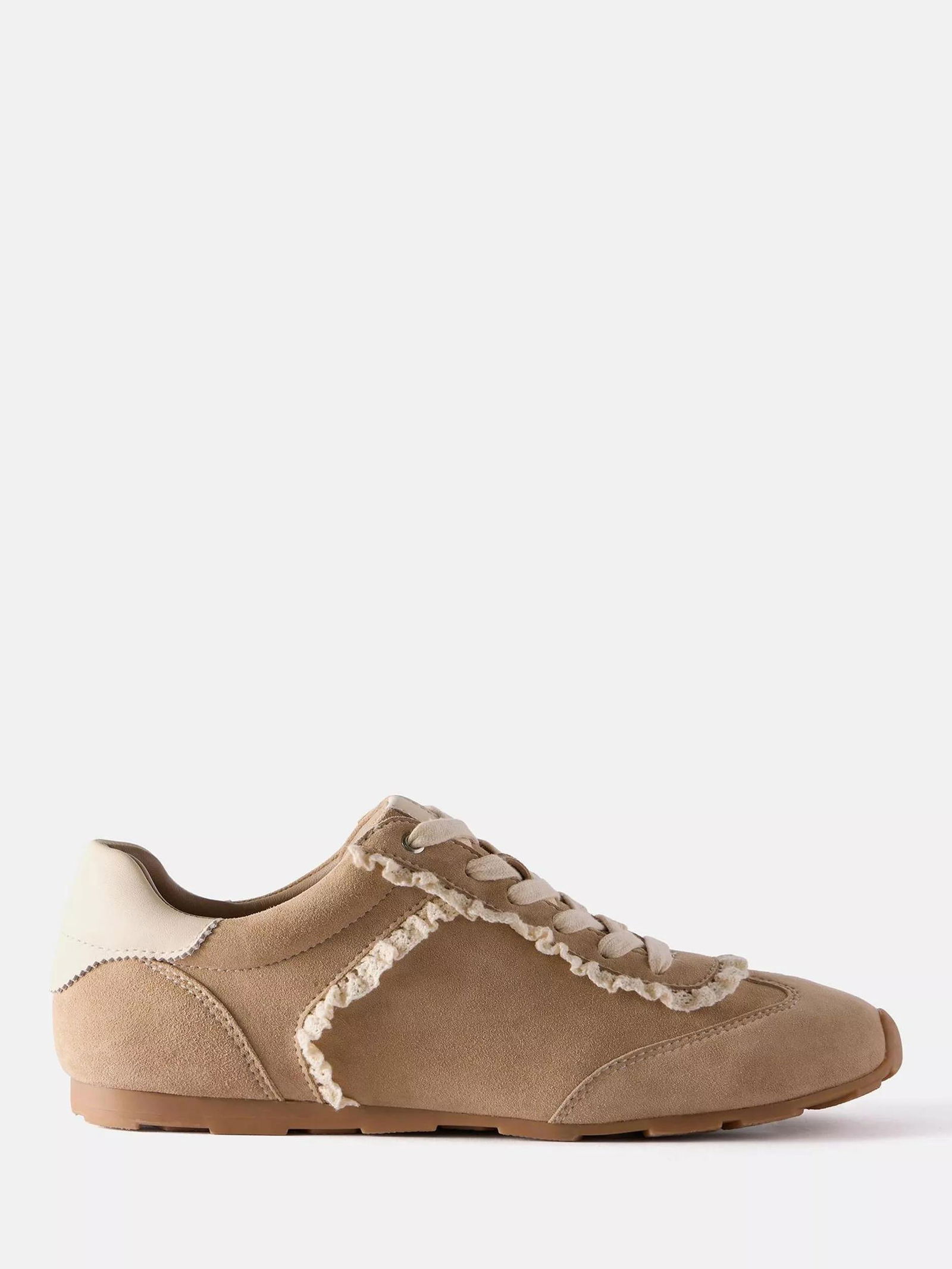 MINT VELVET Lina Suede Lace Trim Detail Trainers | endource