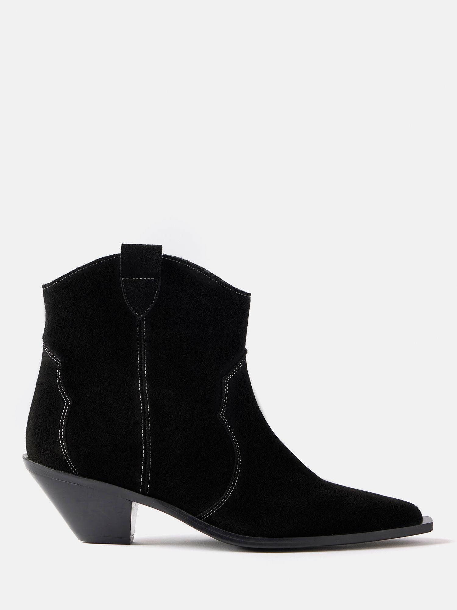 MINT VELVET Suede Stitch Ankle Boots in Black Black | endource