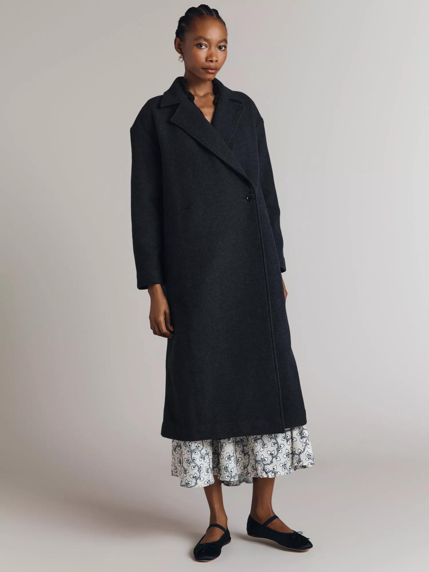 GHOST Abby Wool Blend Coat in Charcoal | endource