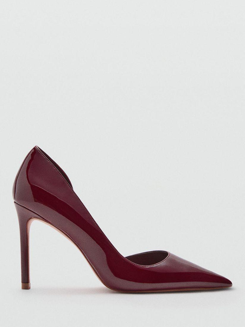 MANGO Audrey Patent Asymmetrical Court Shoes in Dark Red | Endource