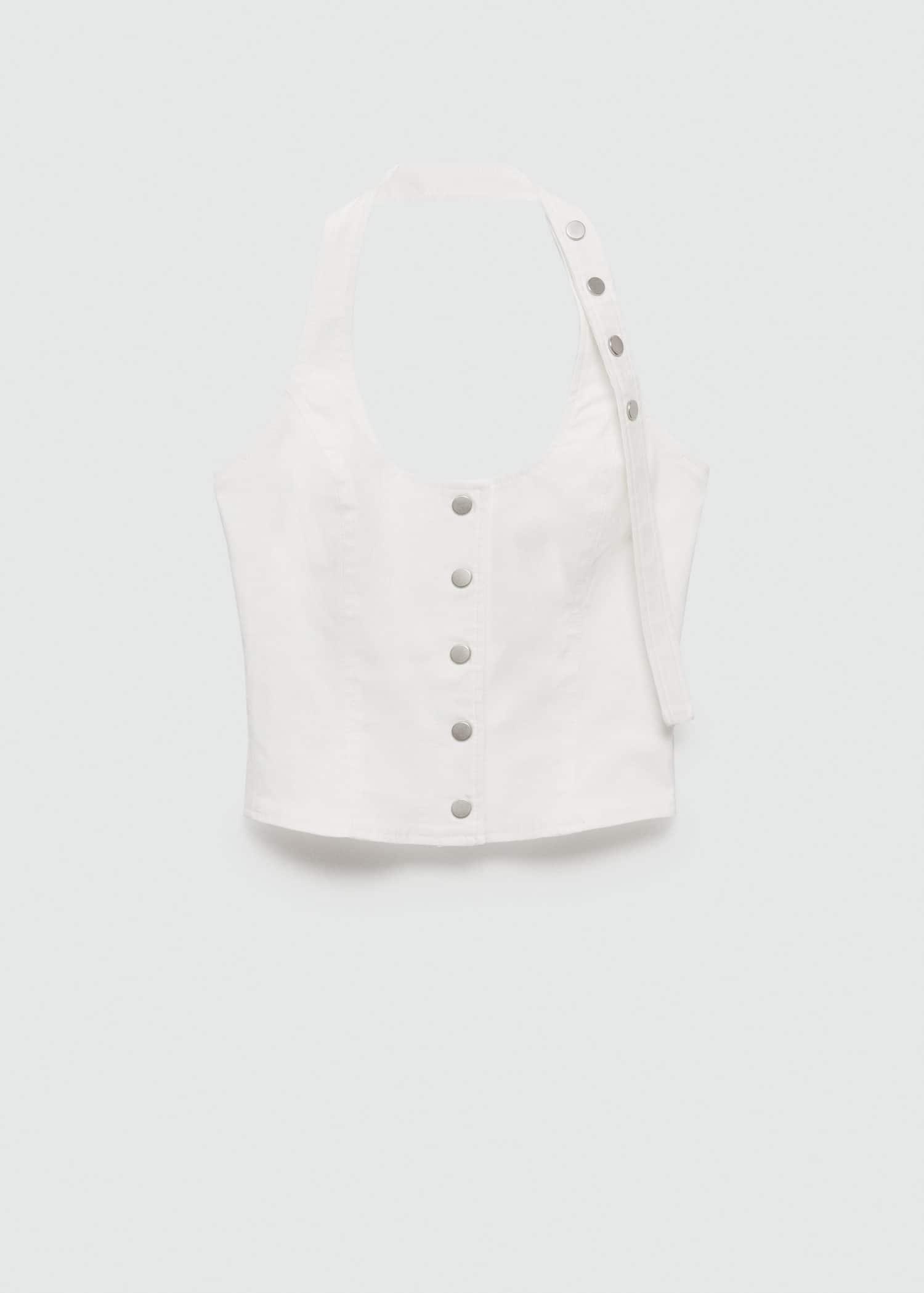 MANGO Button Halter Top in Off White | Endource