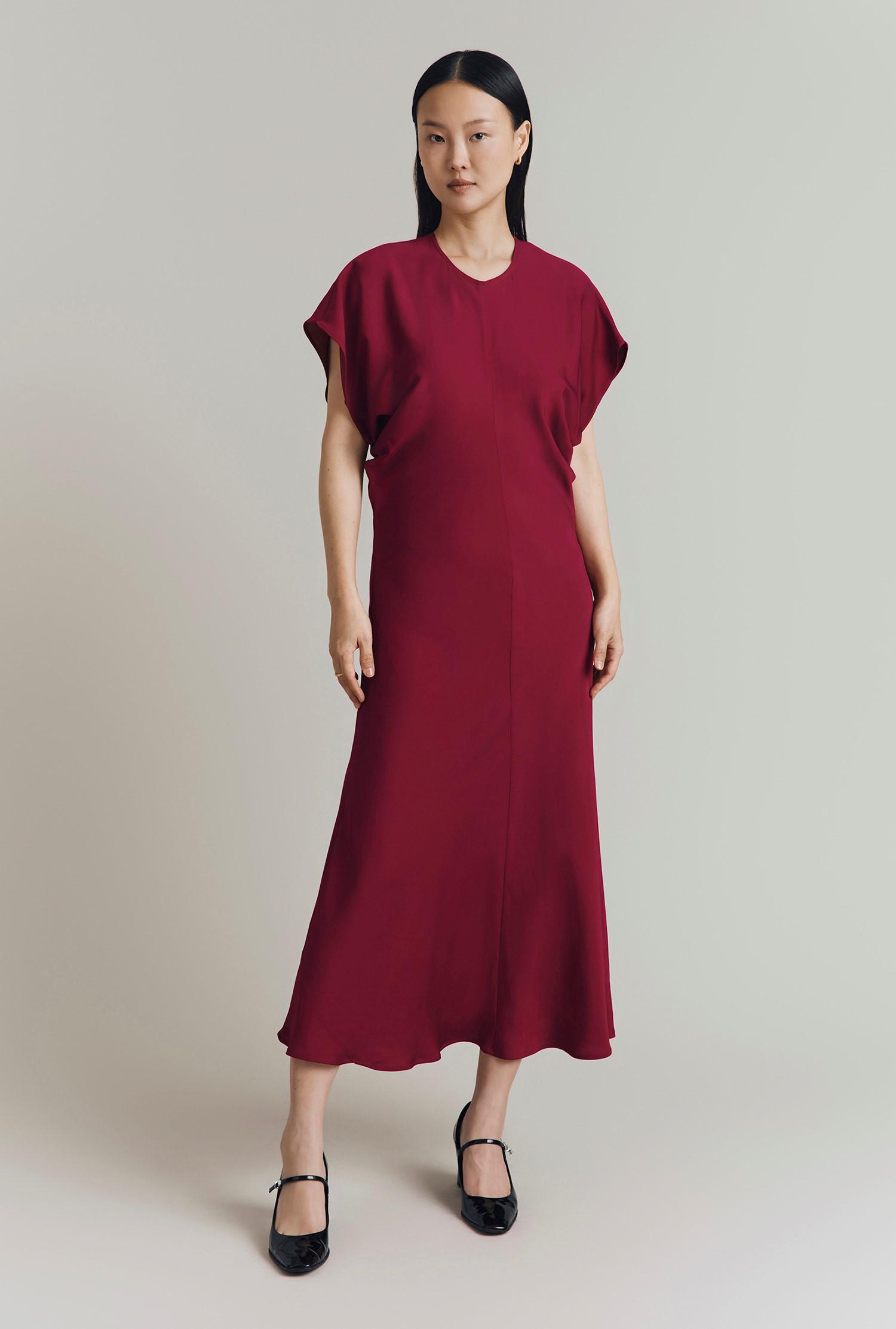 GHOST Dara Crepe Short Sleeve Midi Dress | endource
