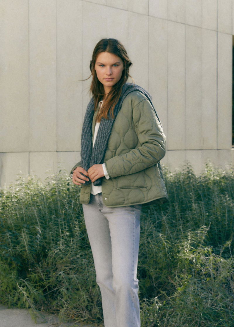 MANGO Quilted Jacket in Khaki | Endource