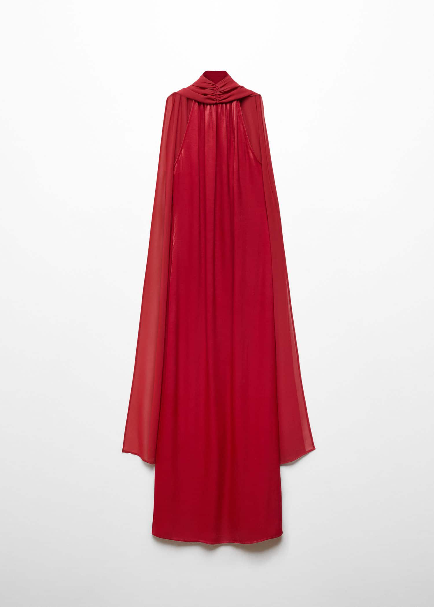 MANGO Open Back Dress Cape in Red | Endource