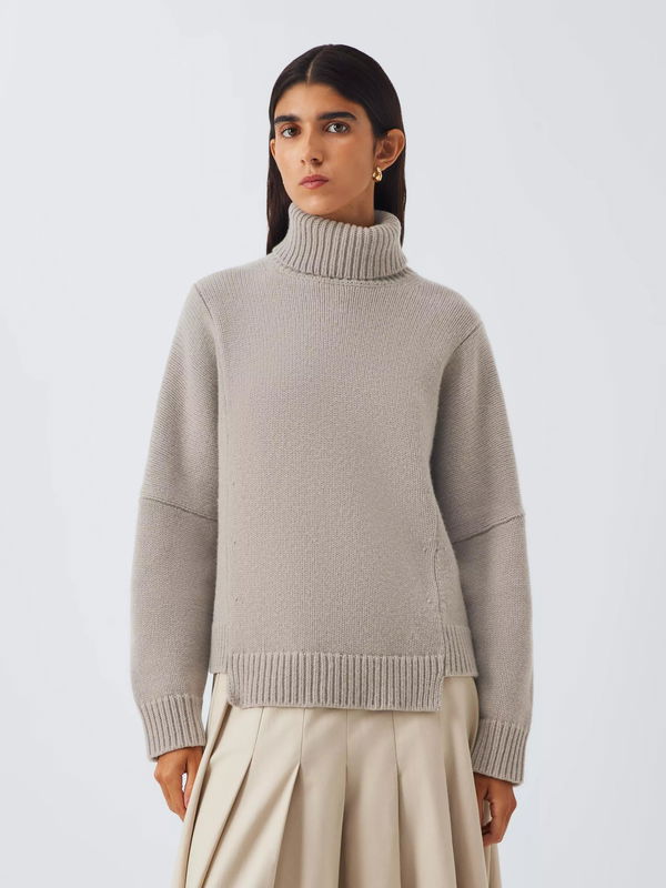 JOHN LEWIS Wool Rich Roll Neck Jumper, Natural | endource