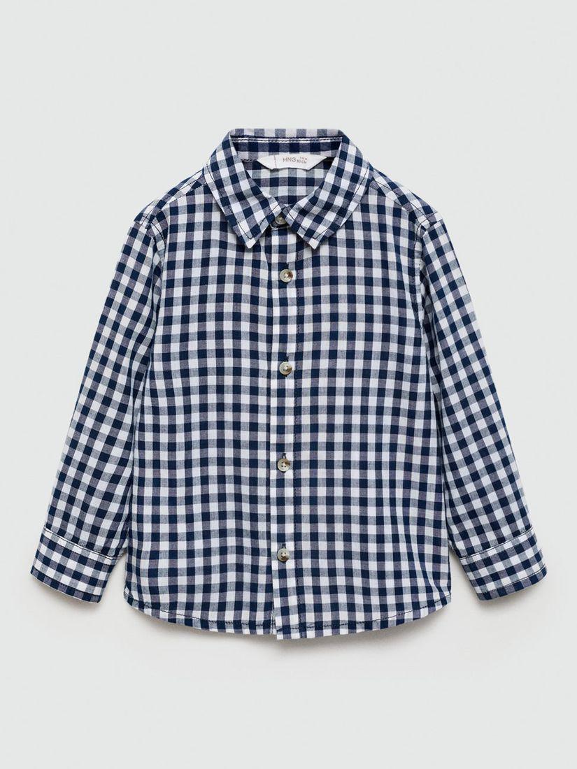 MANGO Marc Check Shirt in Navy | endource