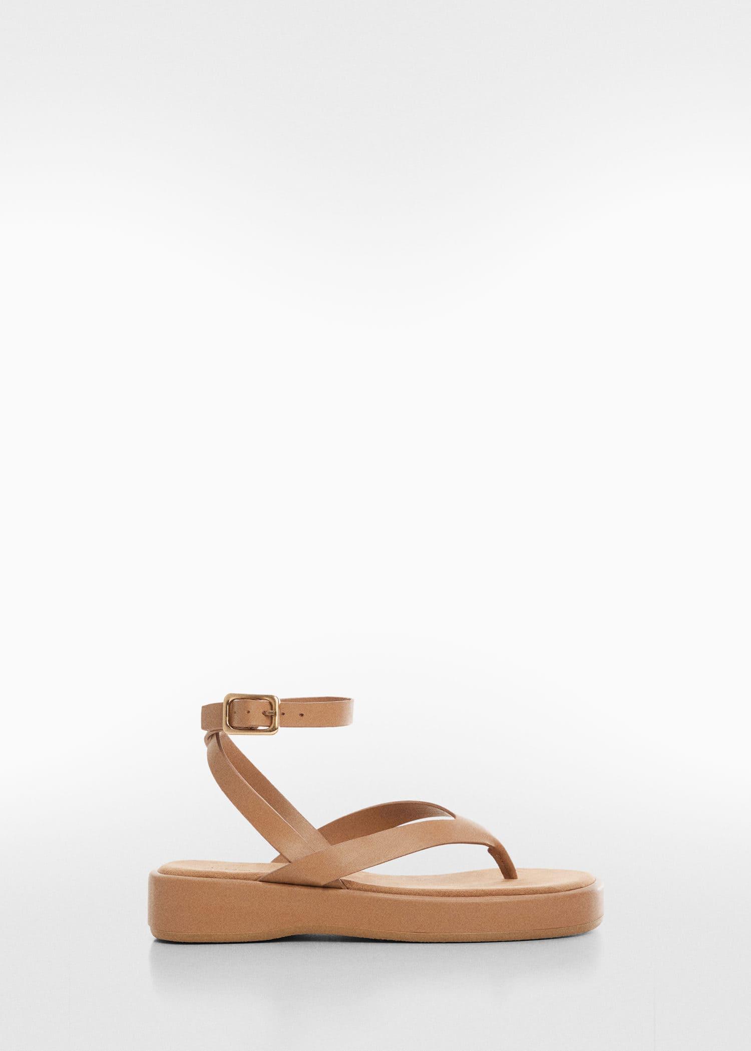 MANGO Platform Strap Sandals in Medium Brown | endource