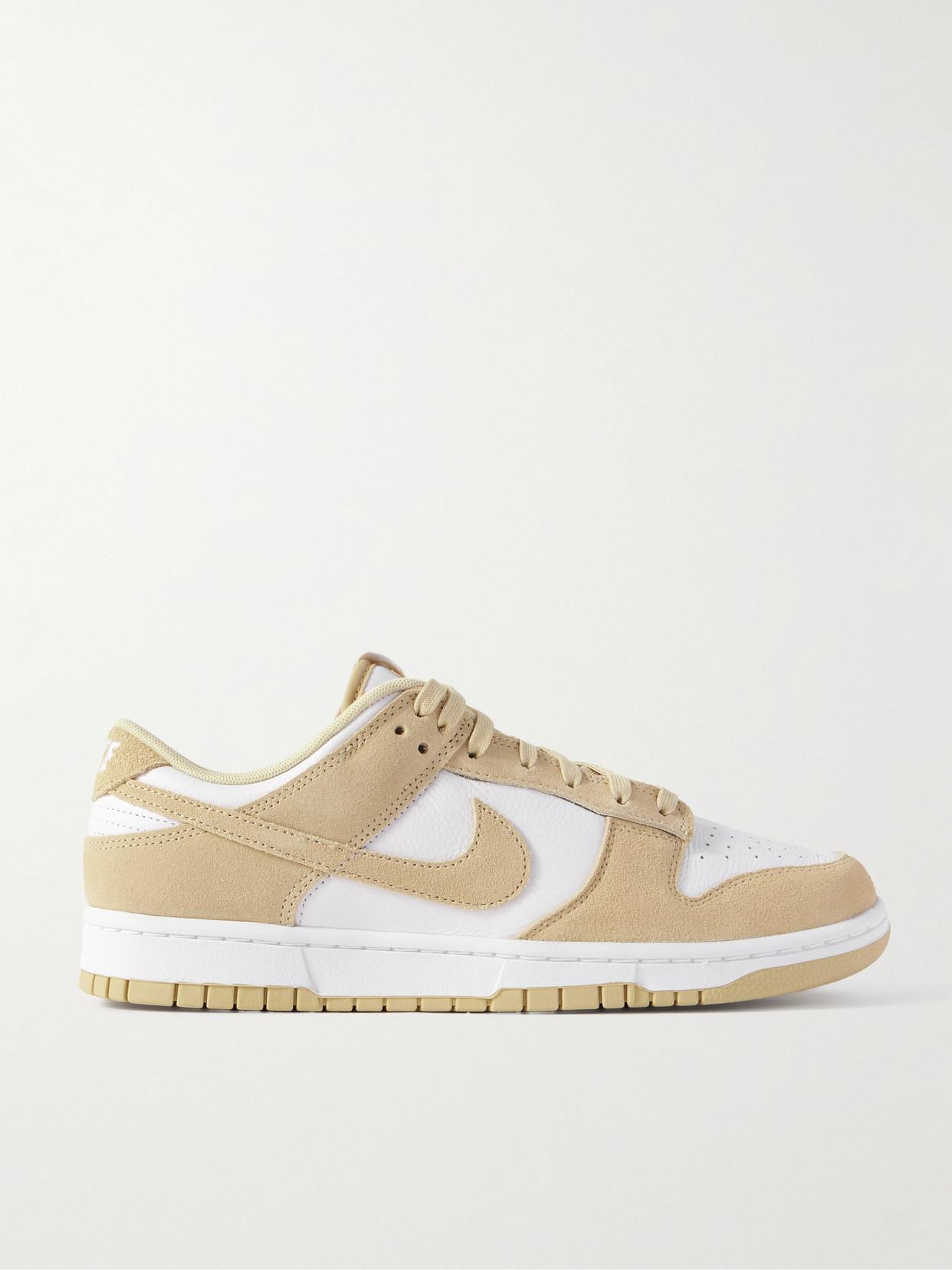 NIKE Dunk Low Leather And Suede Sneakers in Cream | endource