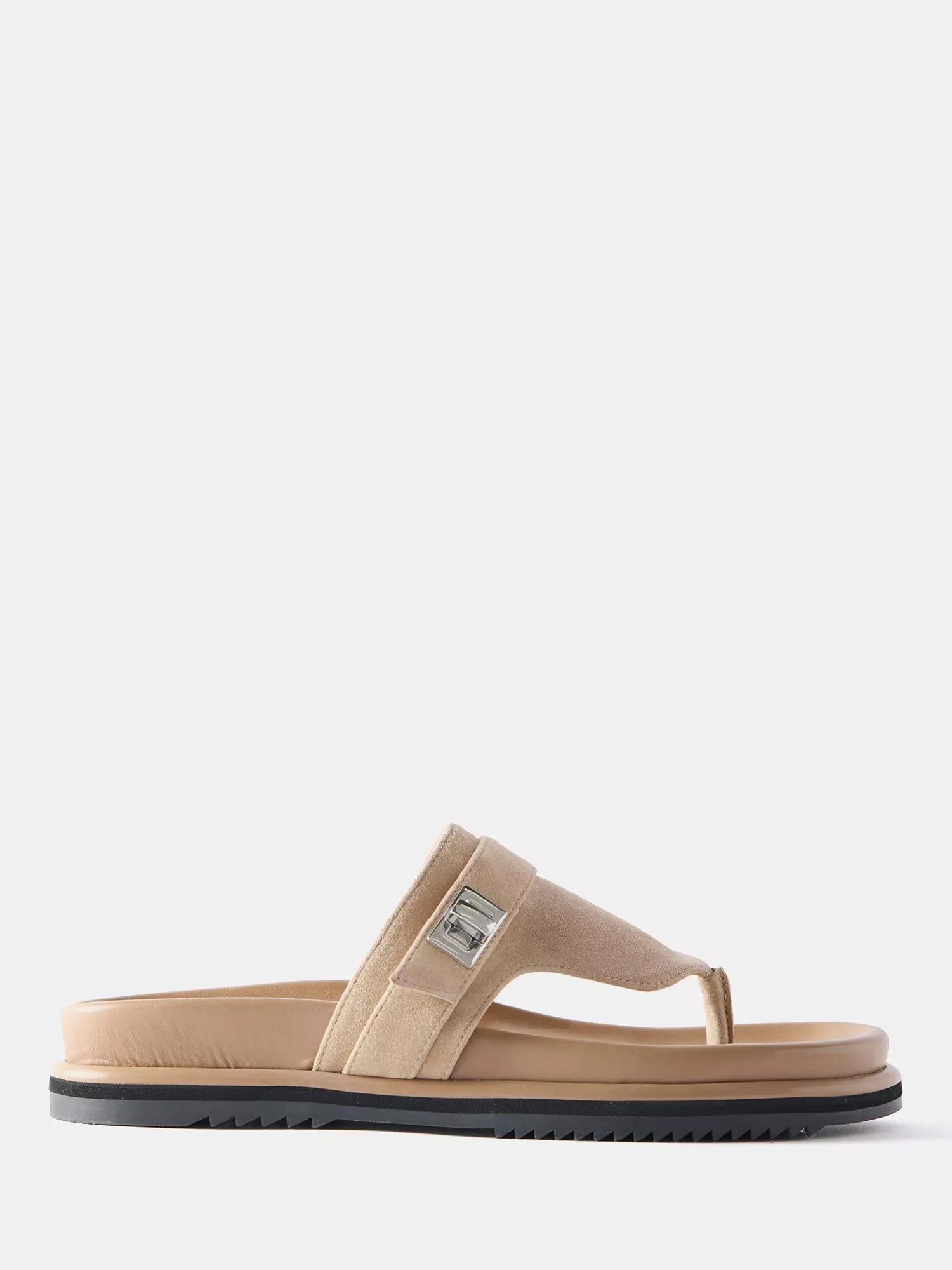 MINT VELVET Suede Chunky Flip Flop Sandals in White | endource