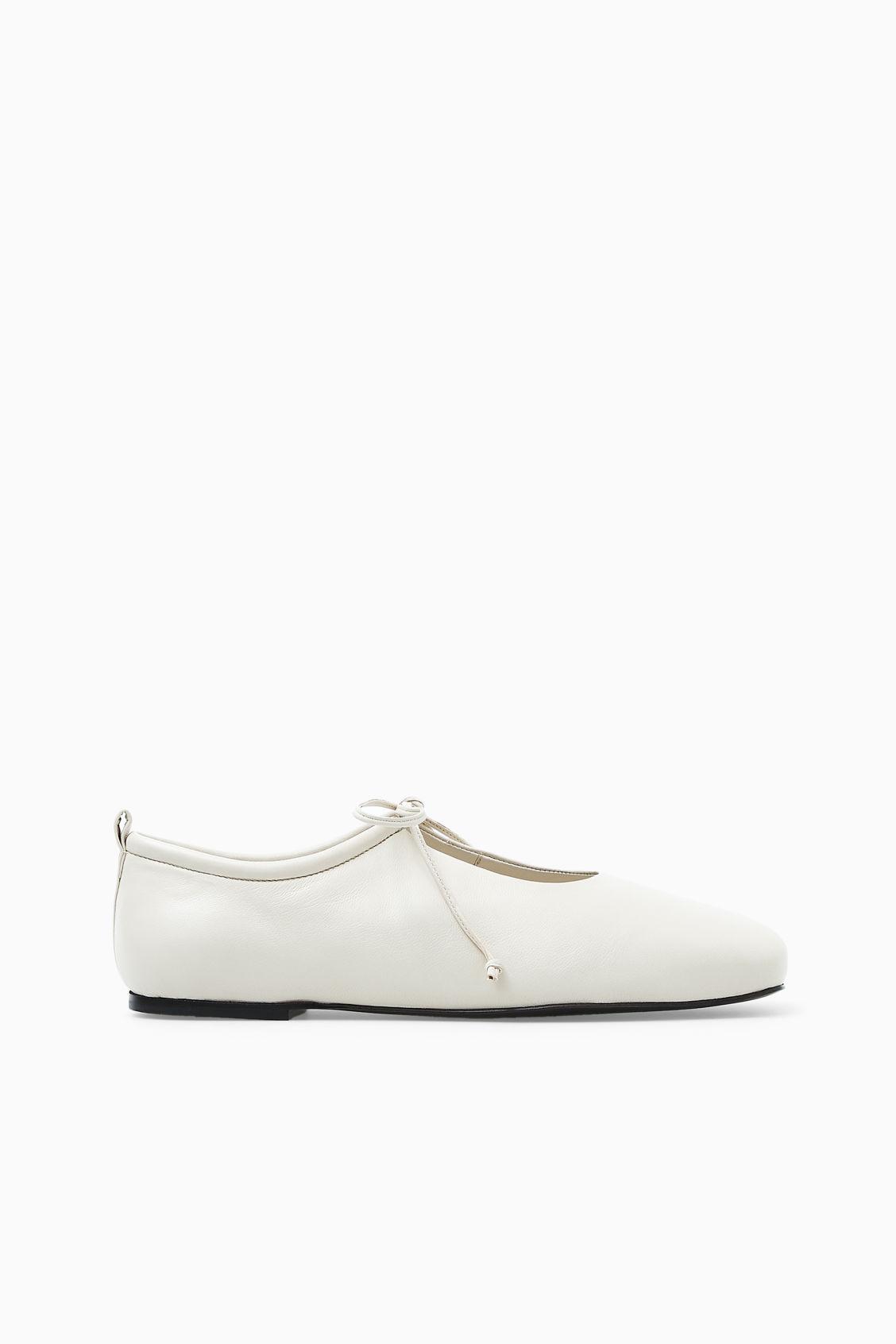 COS Lace-Up Ballet Flats in WHITE | endource