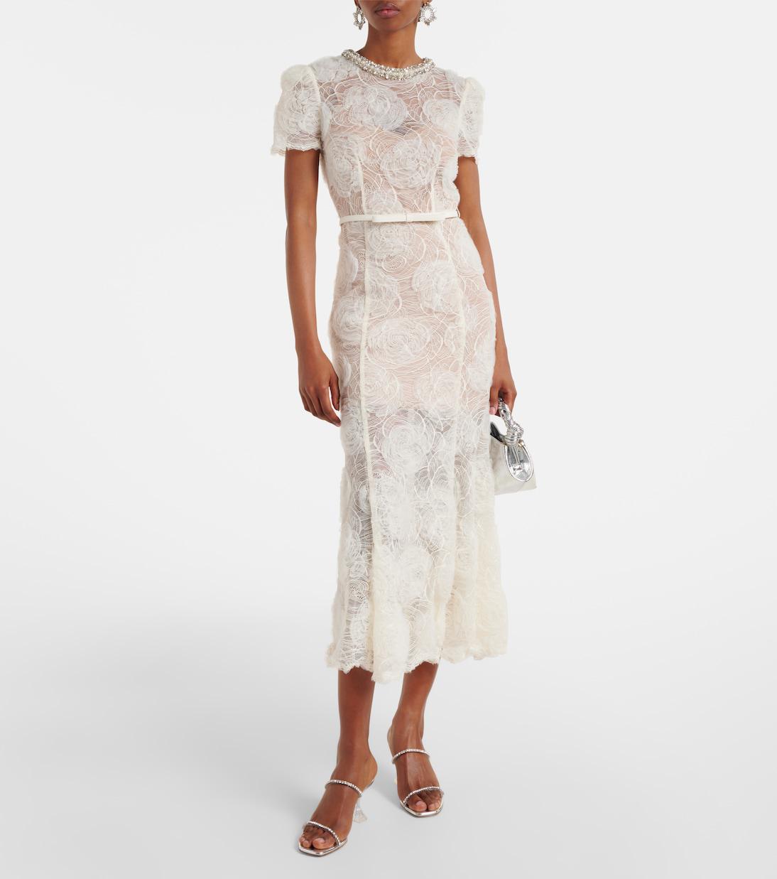 SELF-PORTRAIT Semi-sheer Lace Midi Dress | endource