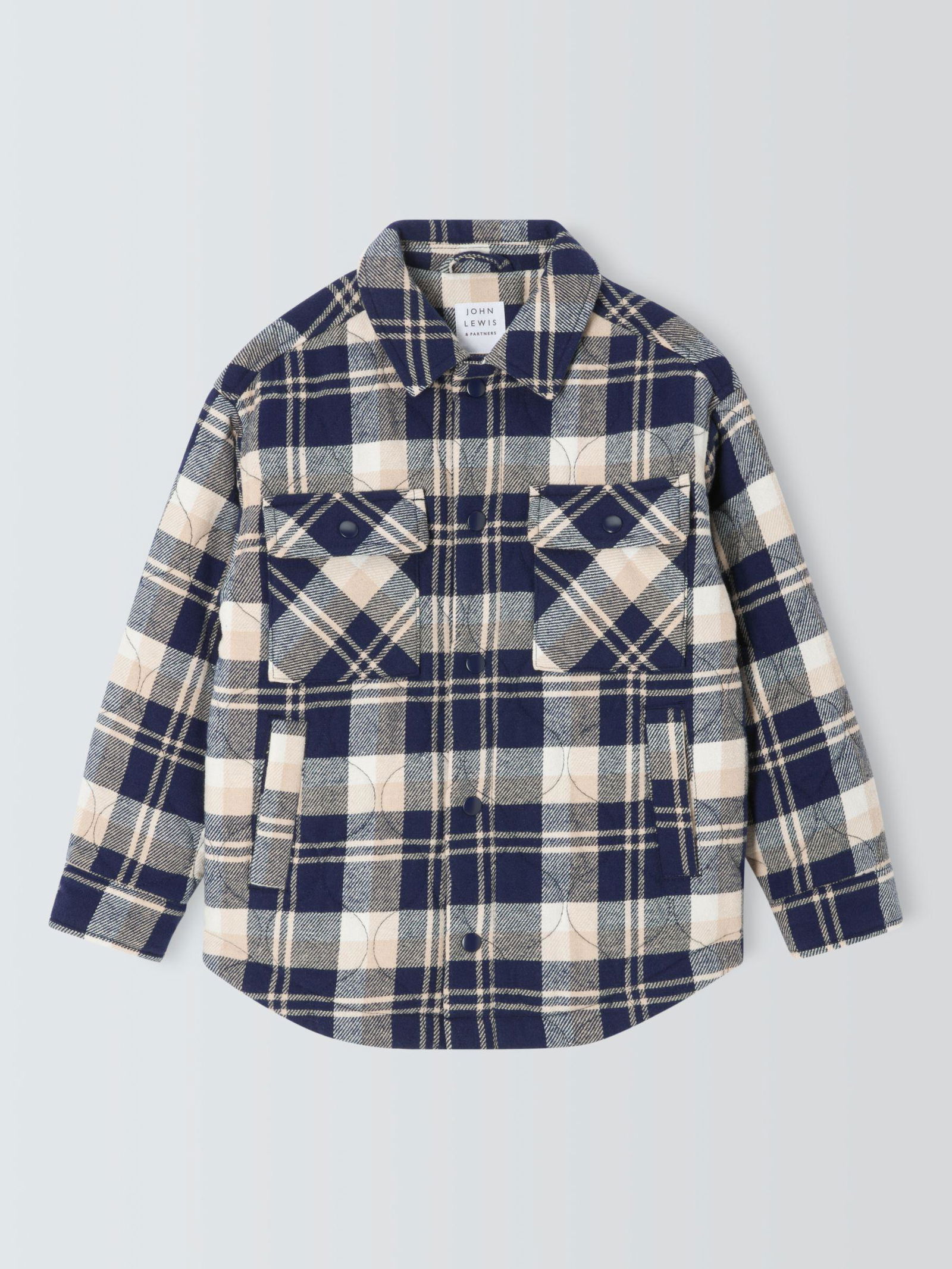 JOHN LEWIS Check Padded Shacket in Blue/Multi | endource