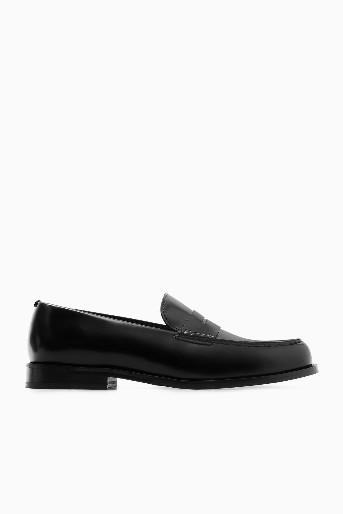 COS Leather Penny Loafers in BLACK | endource