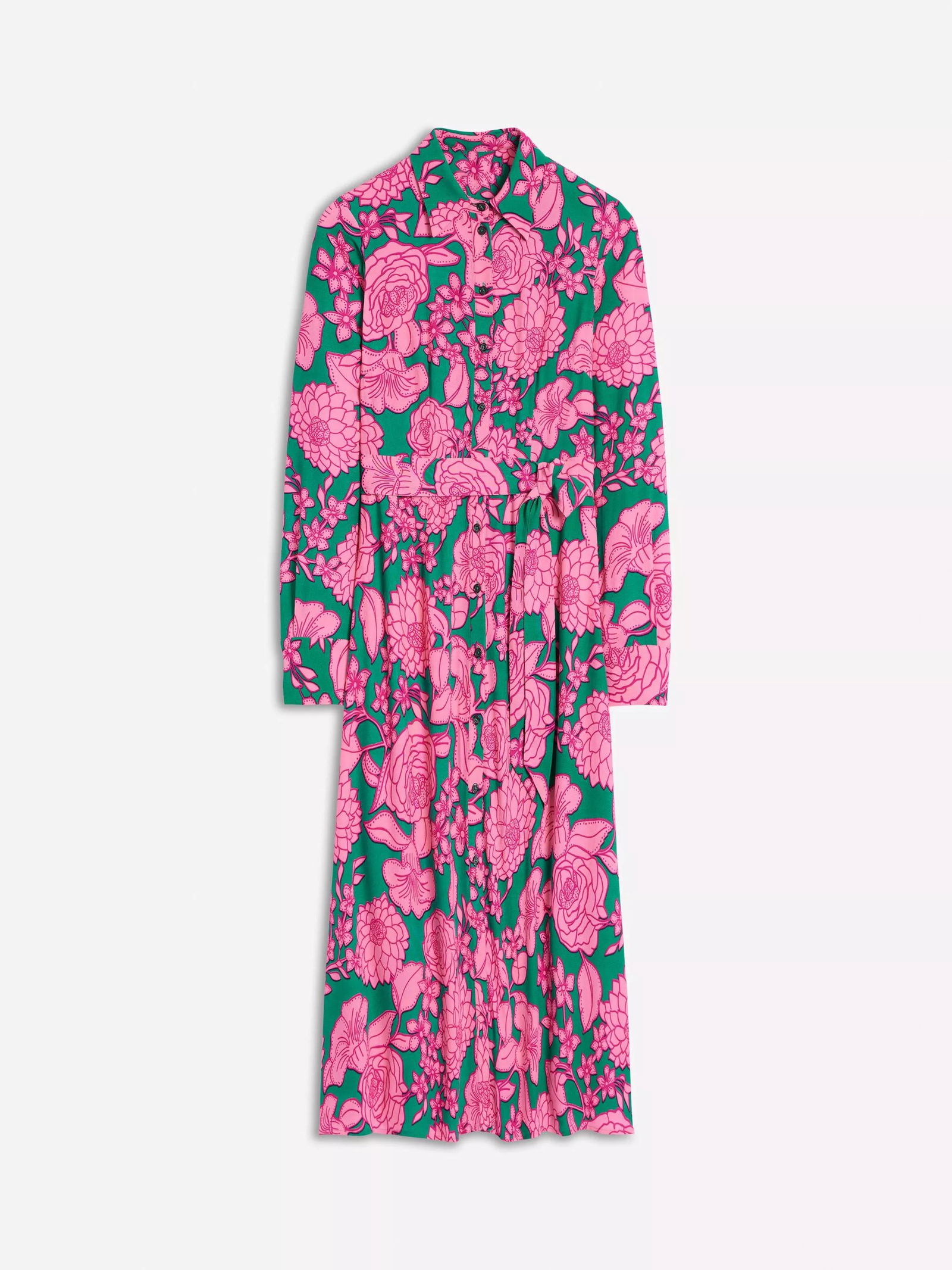 BODEN Kate Floral Midi Shirt Dress in Green/Multi | endource