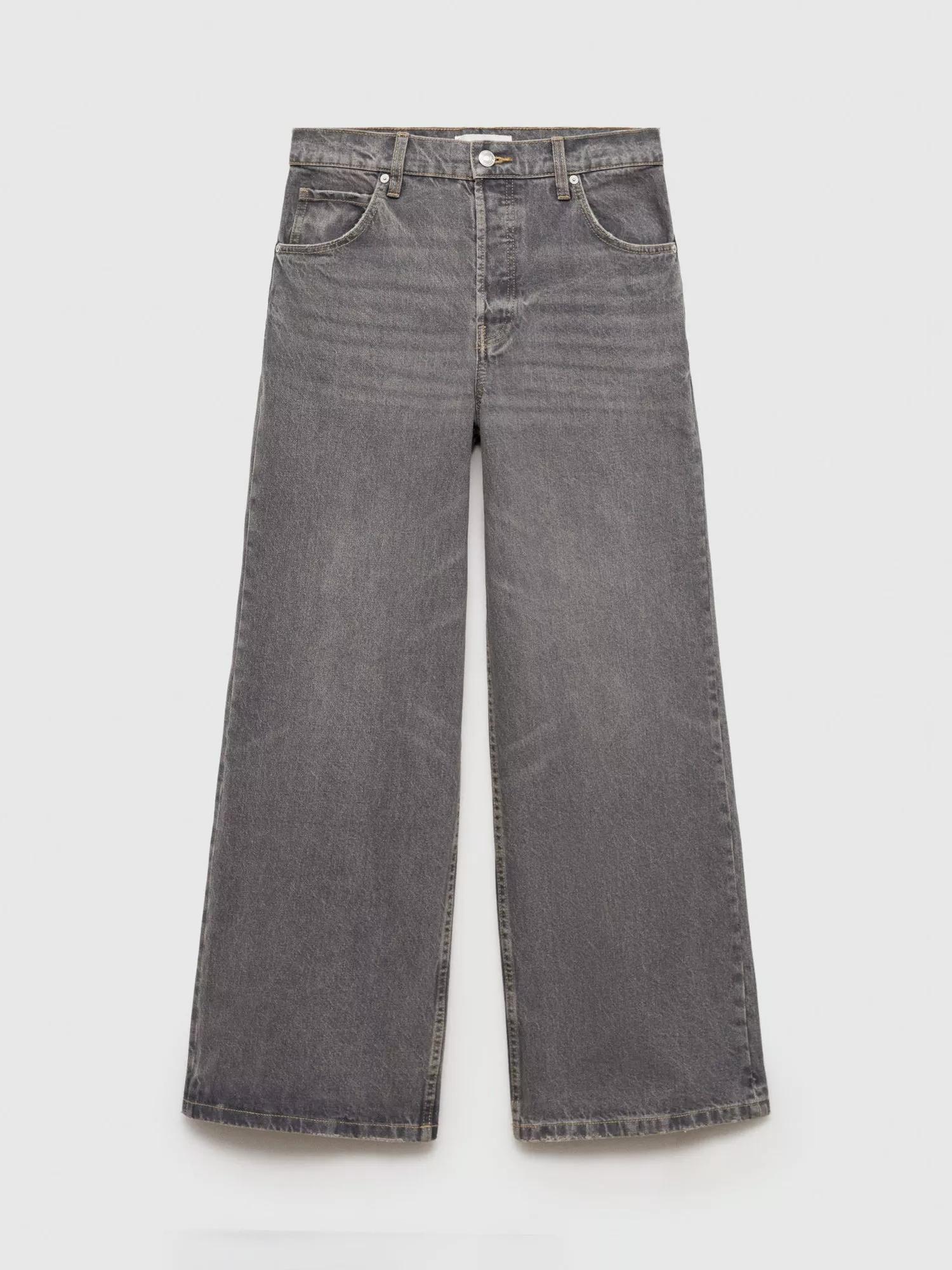 MANGO Massy Wide Leg Jeans in Open Grey | endource