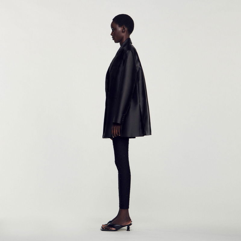 SANDRO Oversized Suit Jacket in Black | Endource