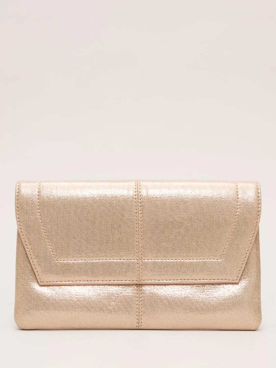 PHASE EIGHT Metallic Stitch Clutch Bag in Neutral | endource