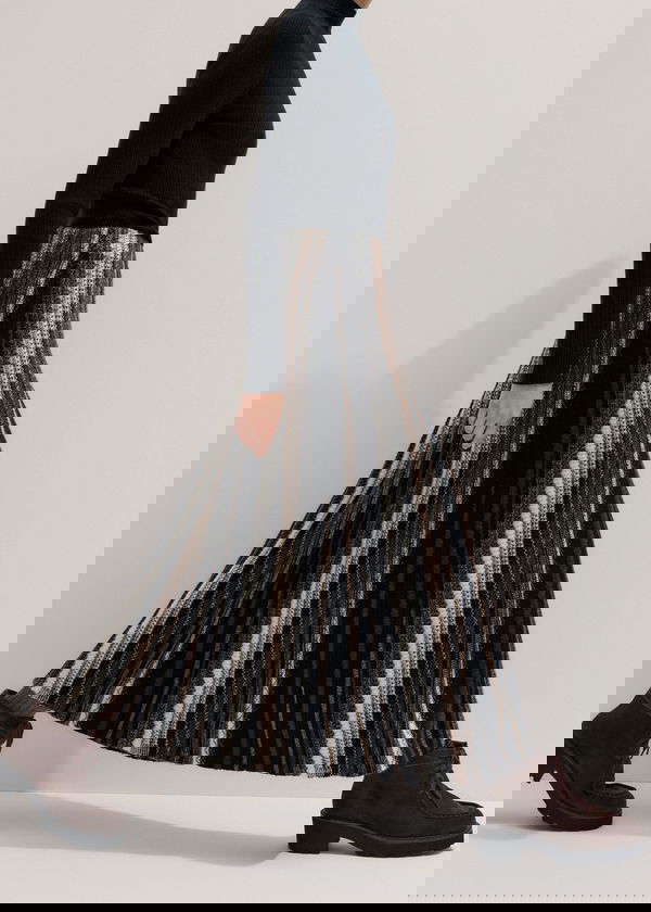 ME+EM Textured Stitch A-Line Knit Maxi Skirt Black Multi | endource