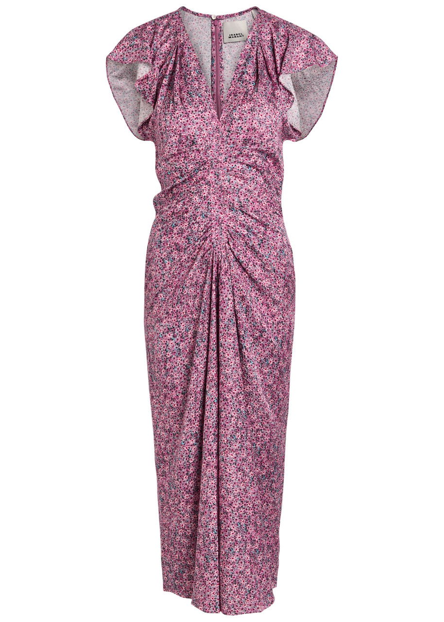 ISABEL MARANT Lindsay Floral-Print Woven Midi Dress | endource