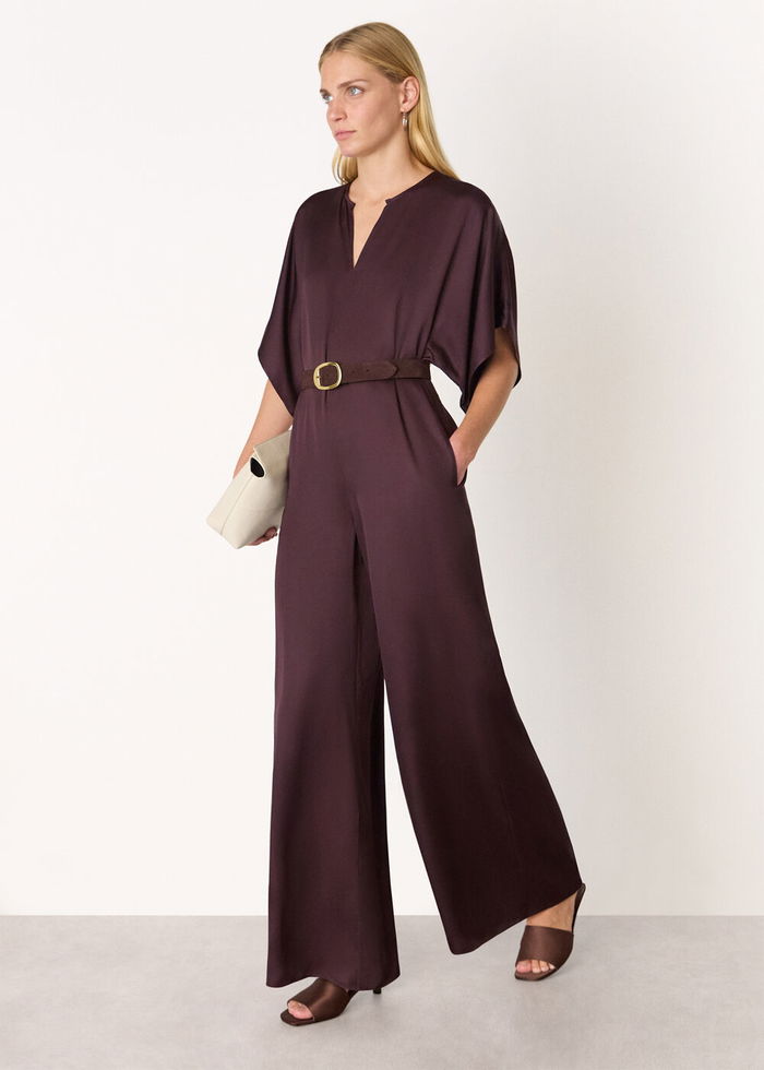 WHISTLES Satin Short Sleeve Jumpsuit | endource