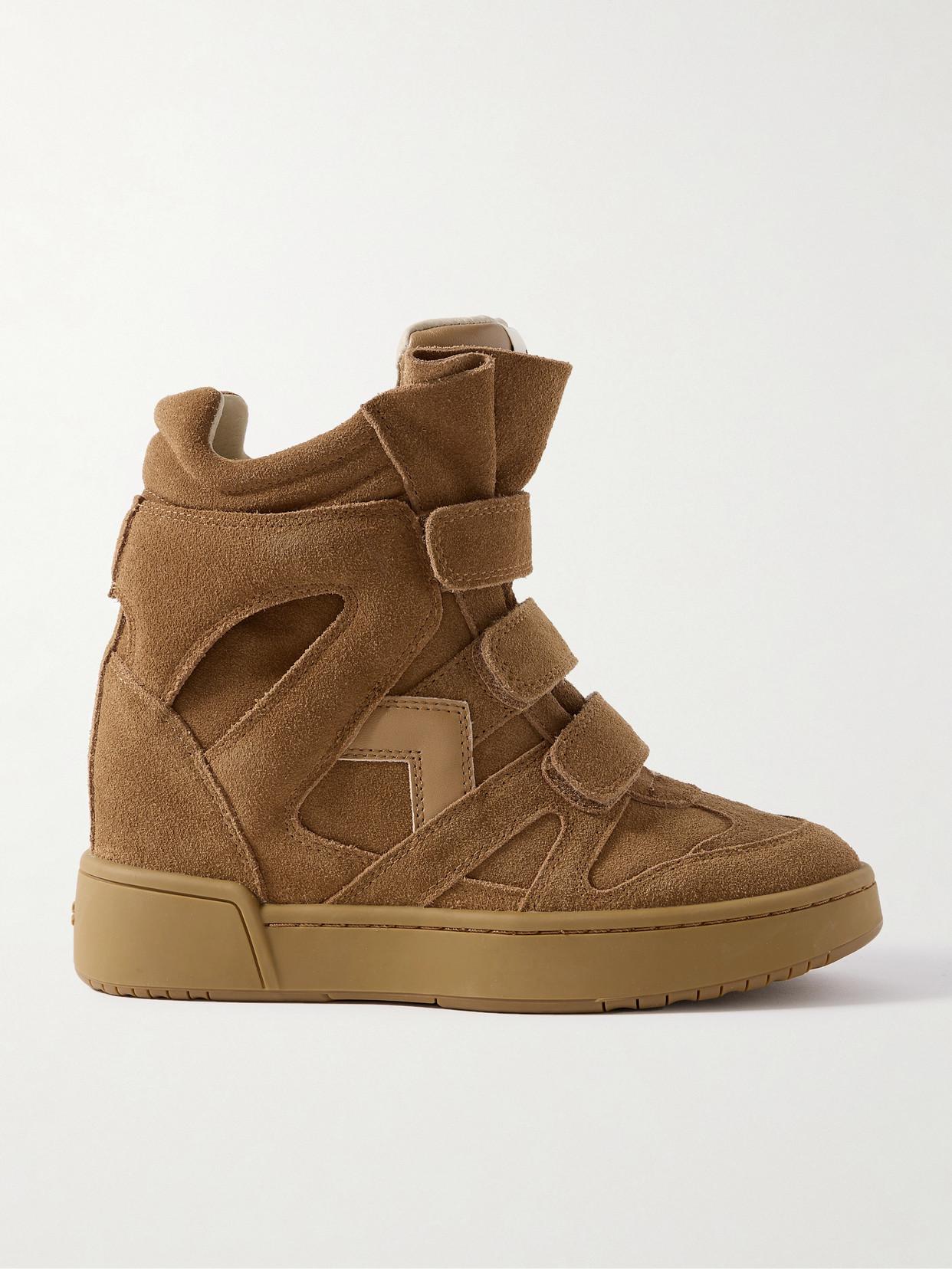 ISABEL MARANT IM3 Leather-Trimmed Suede High-Top Sneakers | endource