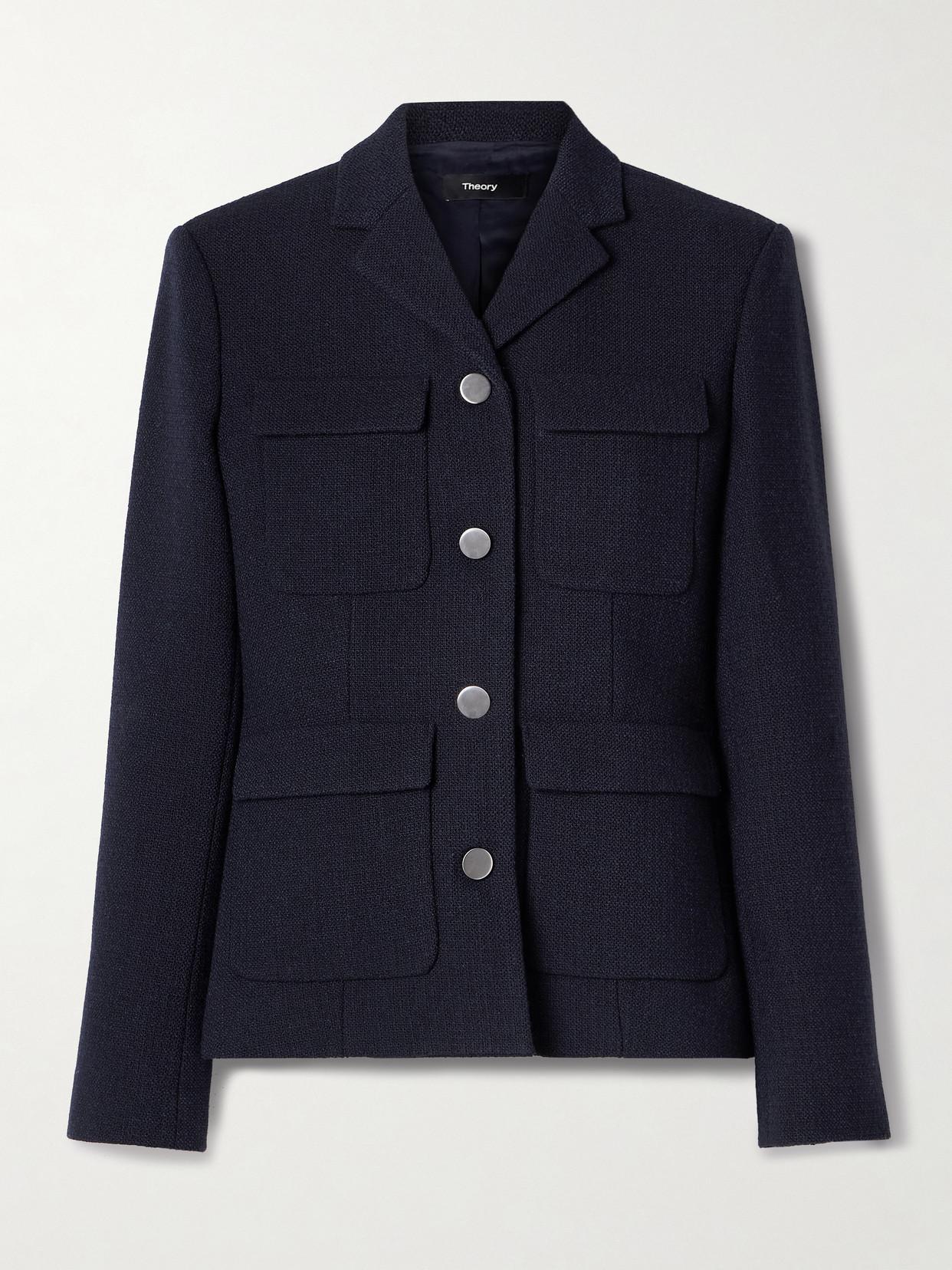 THEORY Tweed Military Jacket in Blue | endource