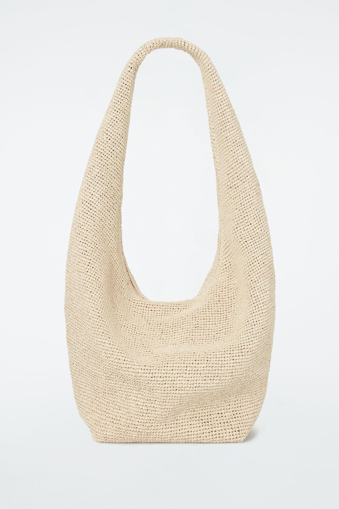 COS Oversized Sling Raffia Bag in LIGHT BEIGE | endource